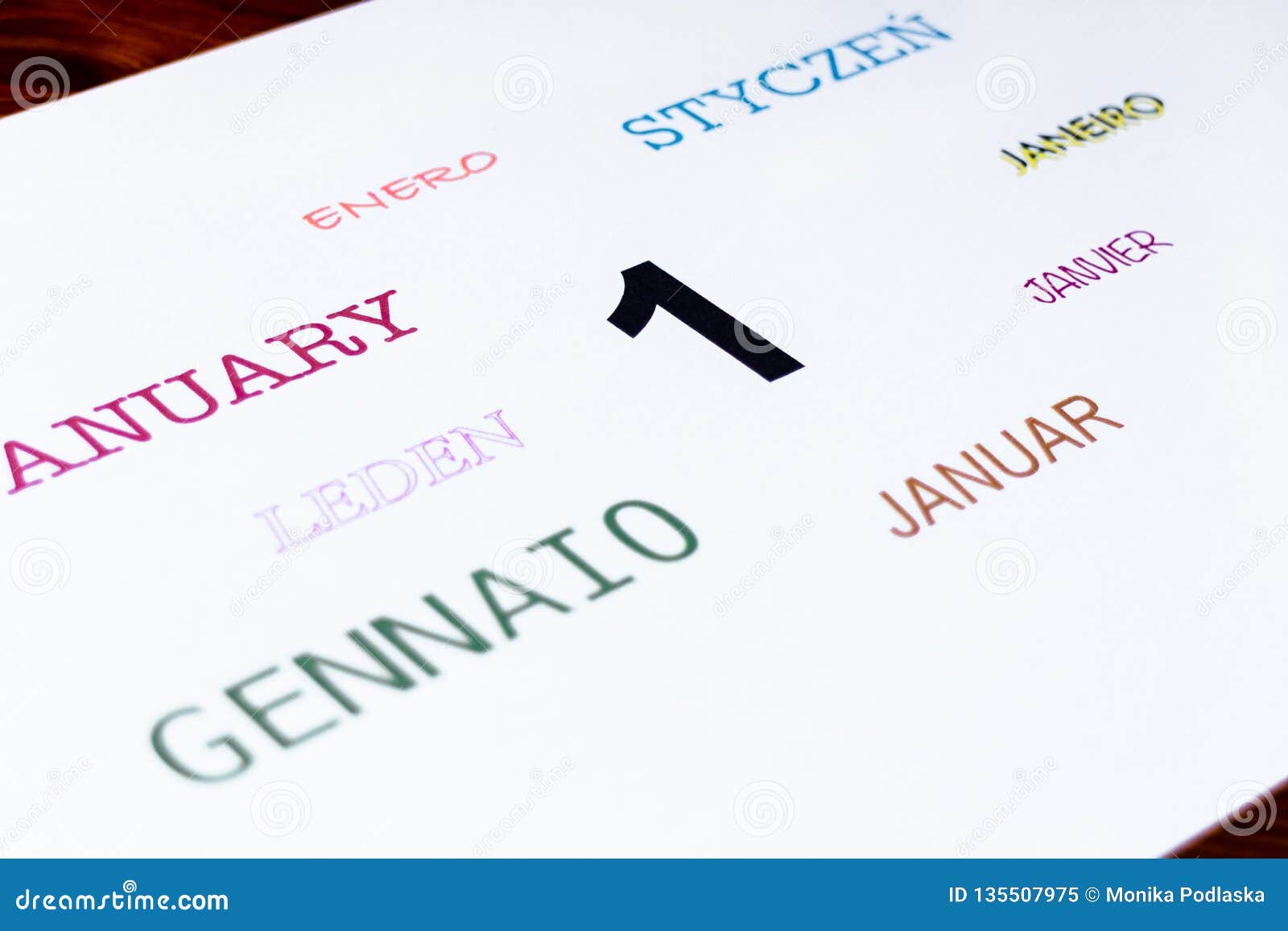 1st January in Different Languages Stock Image - Image of party, date ...