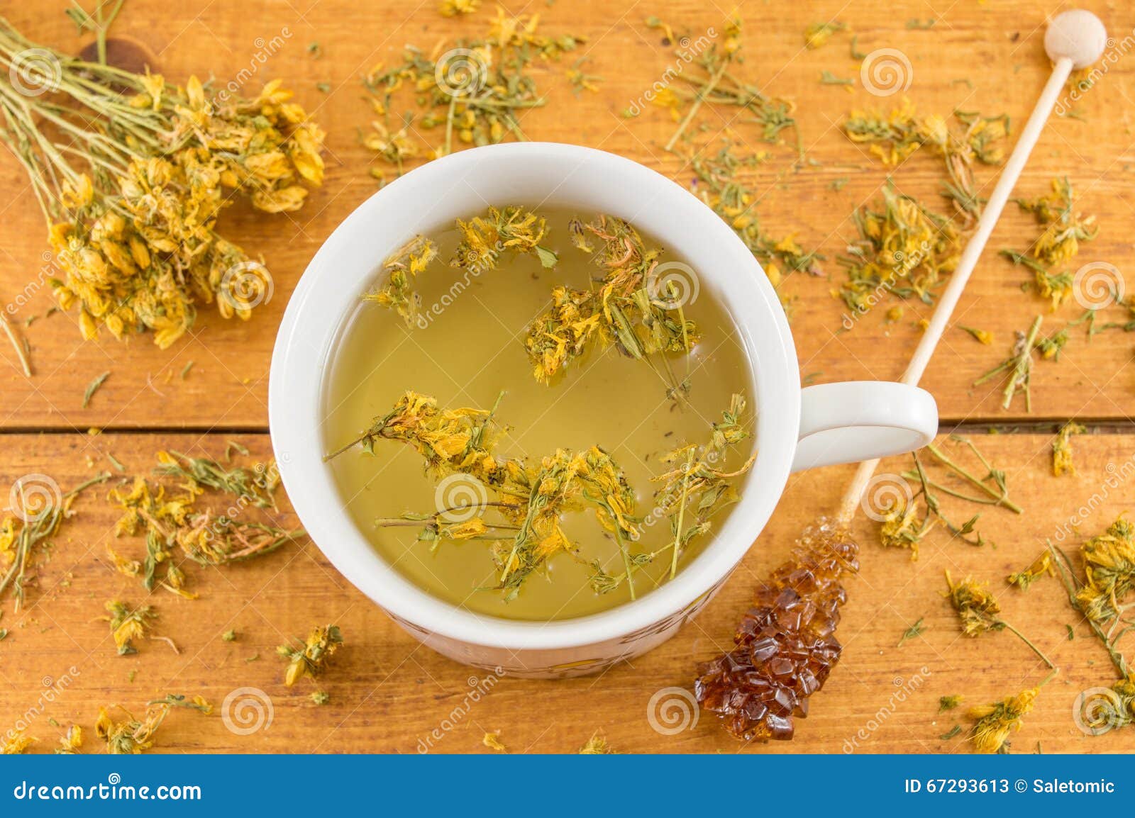 St Johns Wort Tea and Surrounded by Dried Plants Stock Image - Image of ...