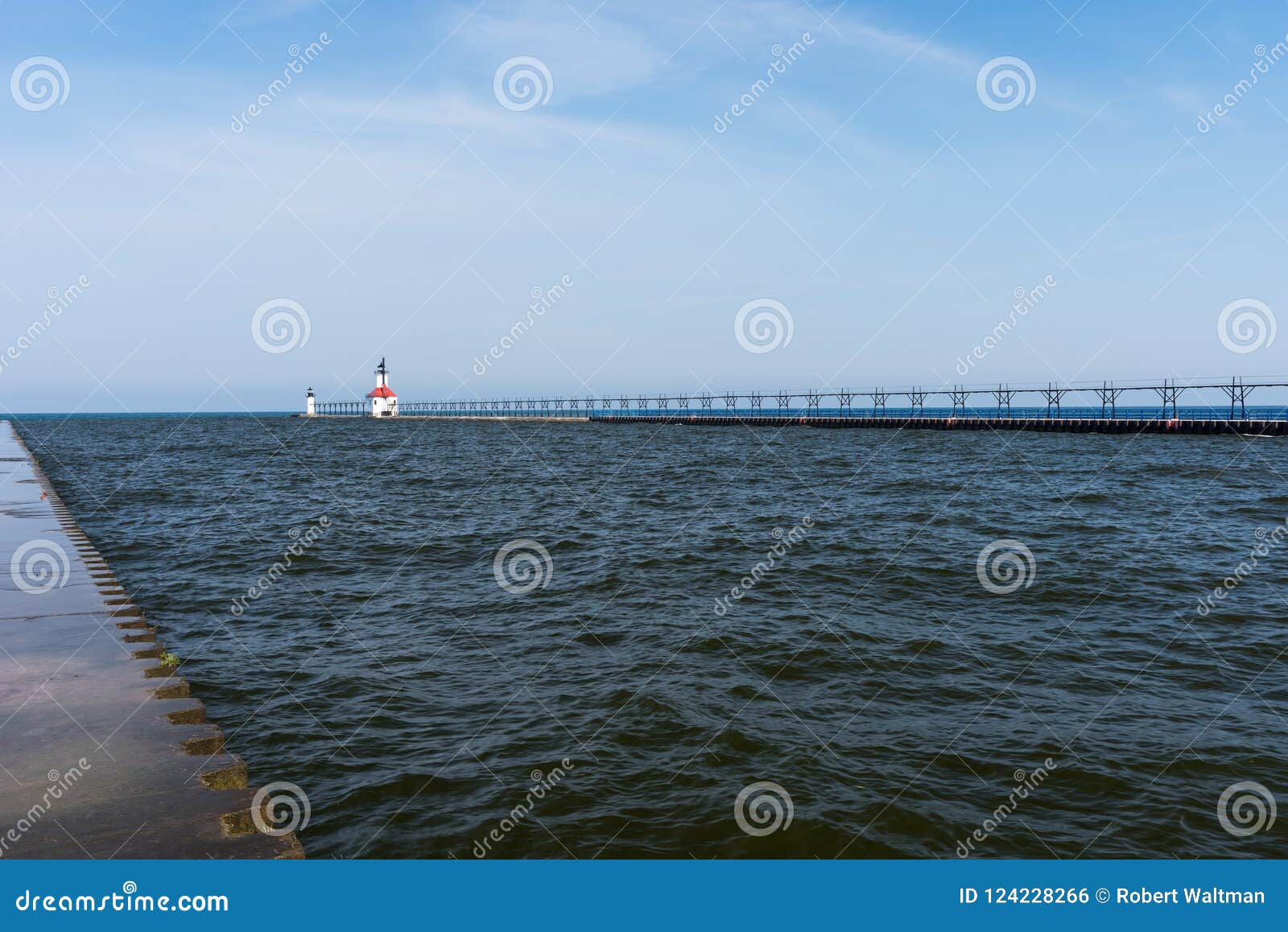 St. Joseph North Pier Outer Lighthouse Lake Michigan Stock Photo ...