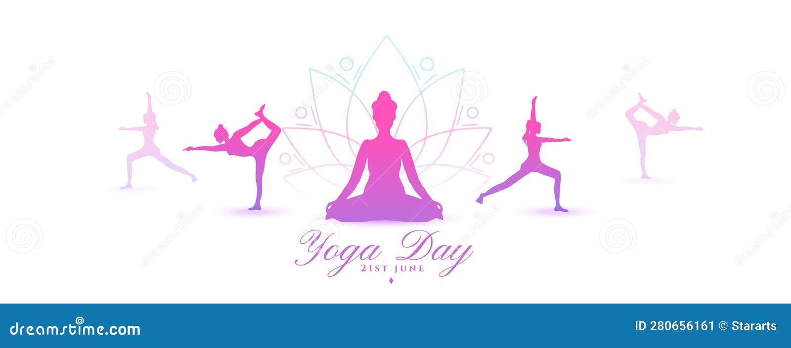 21st June Yoga Day Celebration Banner with Exercise Posture Design ...