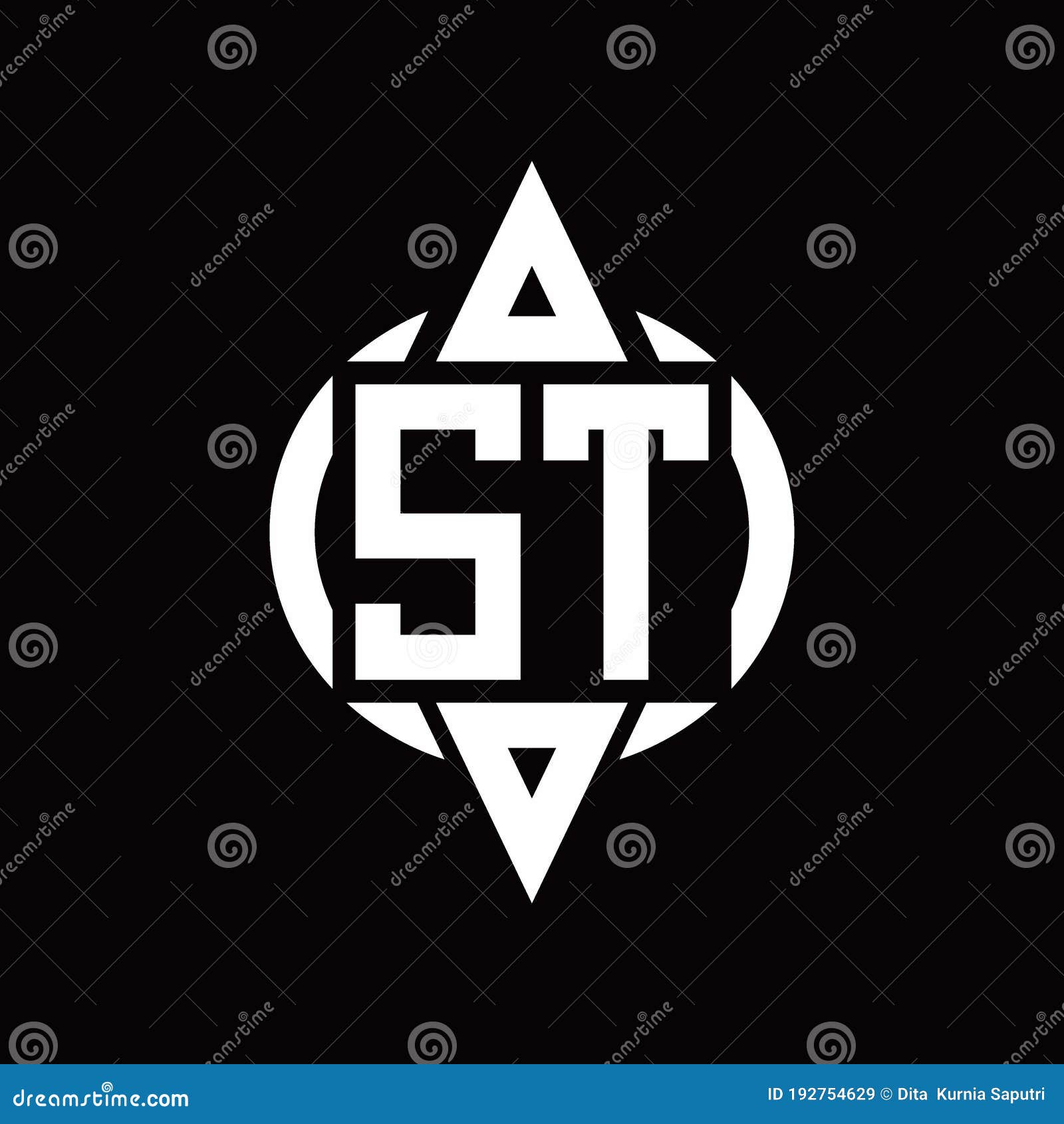 ST Logo with Circle Rounded Combine Triangle Top and Bottom Side Design ...