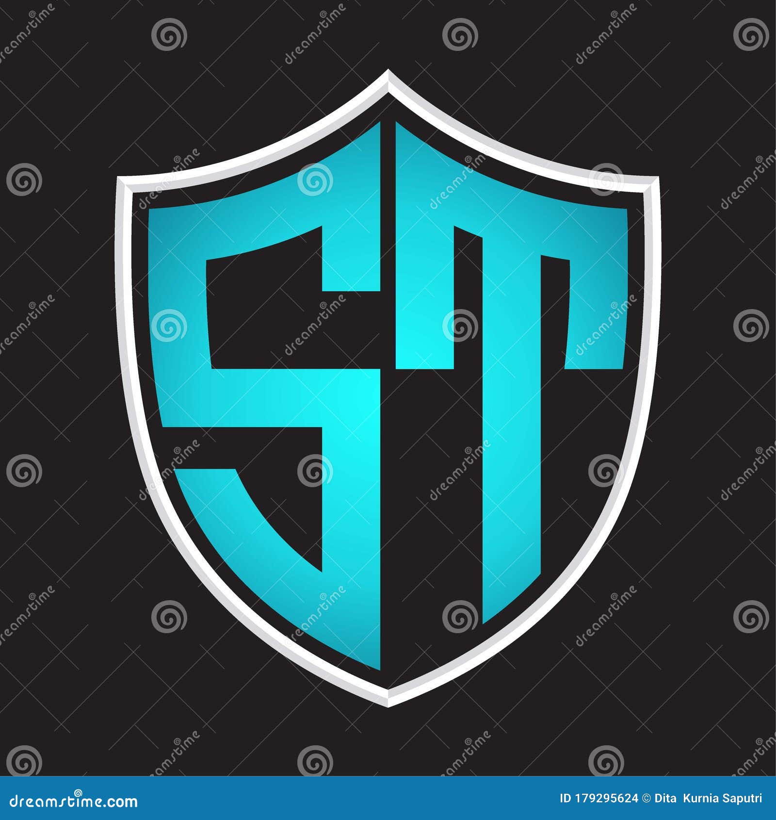 ST Logo Monogram with Shield Shape Isolated Blue Colors on Outline ...