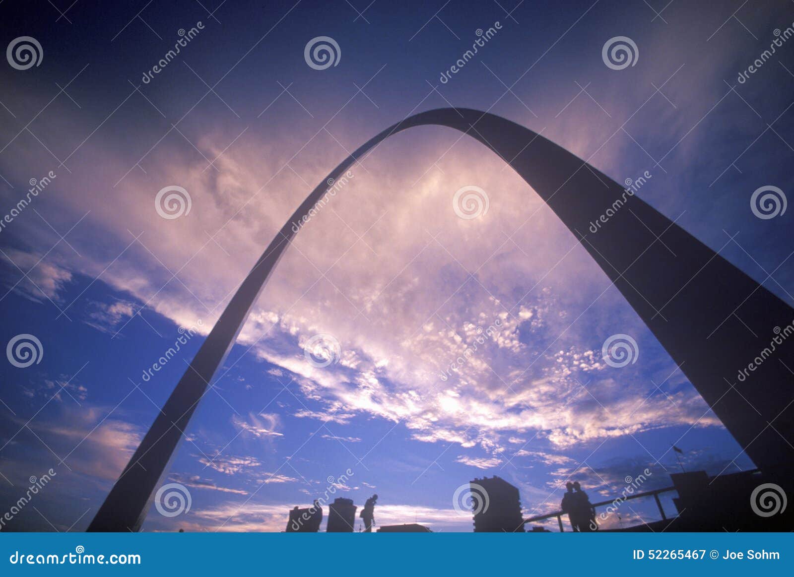 St. Louis Arch at Sunset with Eads Bridge, MO Stock Image - Image of ...