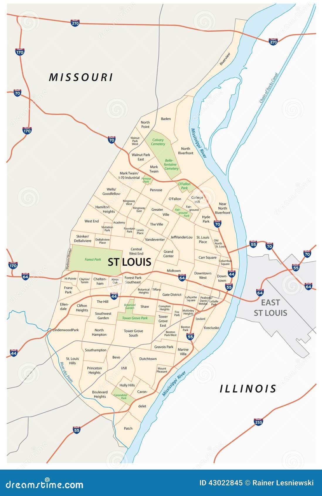 St louis map stock vector. Illustration of administrative - 43022845