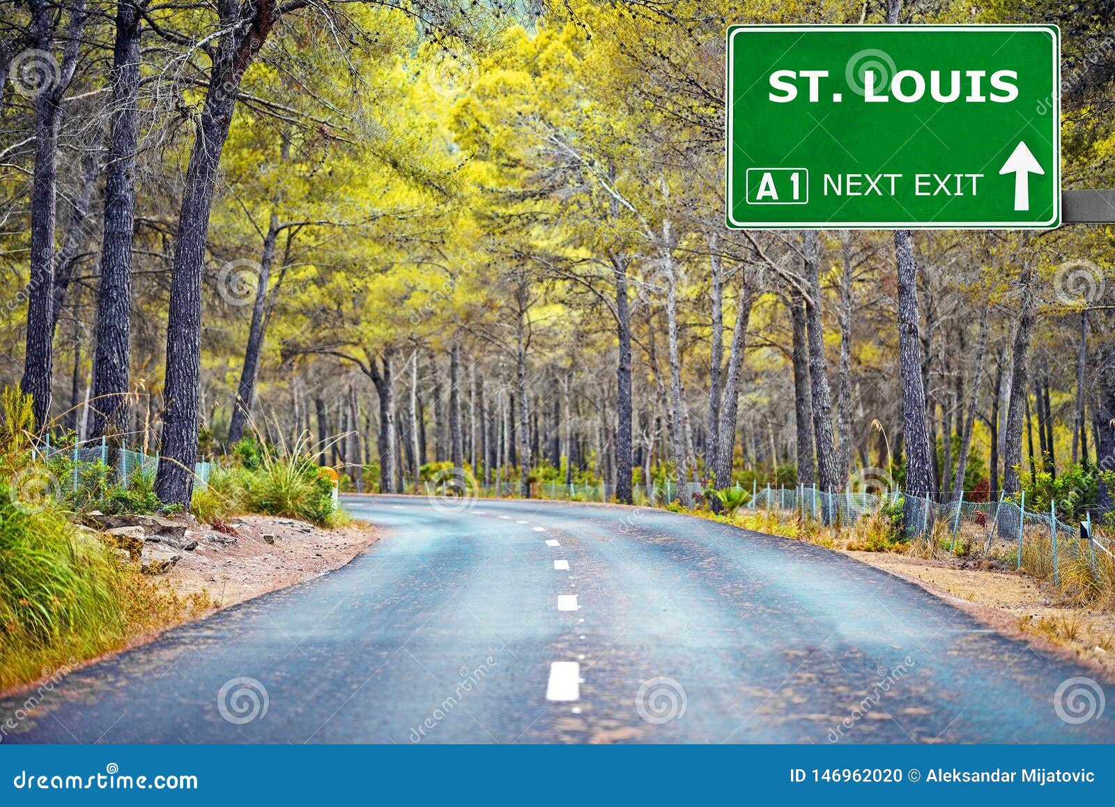 ST. LOUIS Road Sign Against Clear Blue Sky Stock Photo - Image of ...