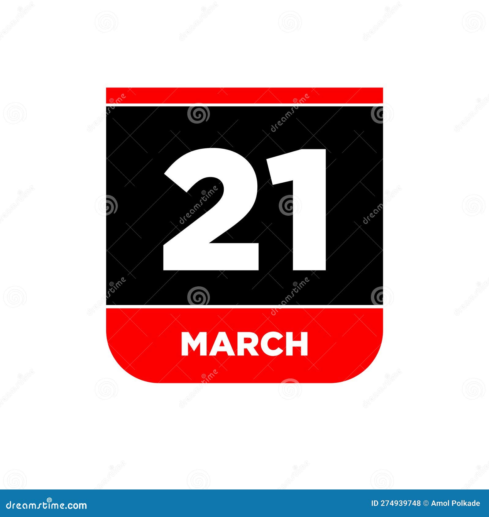 21st March Calendar Vector Icon. 21 March Typography Stock Vector ...