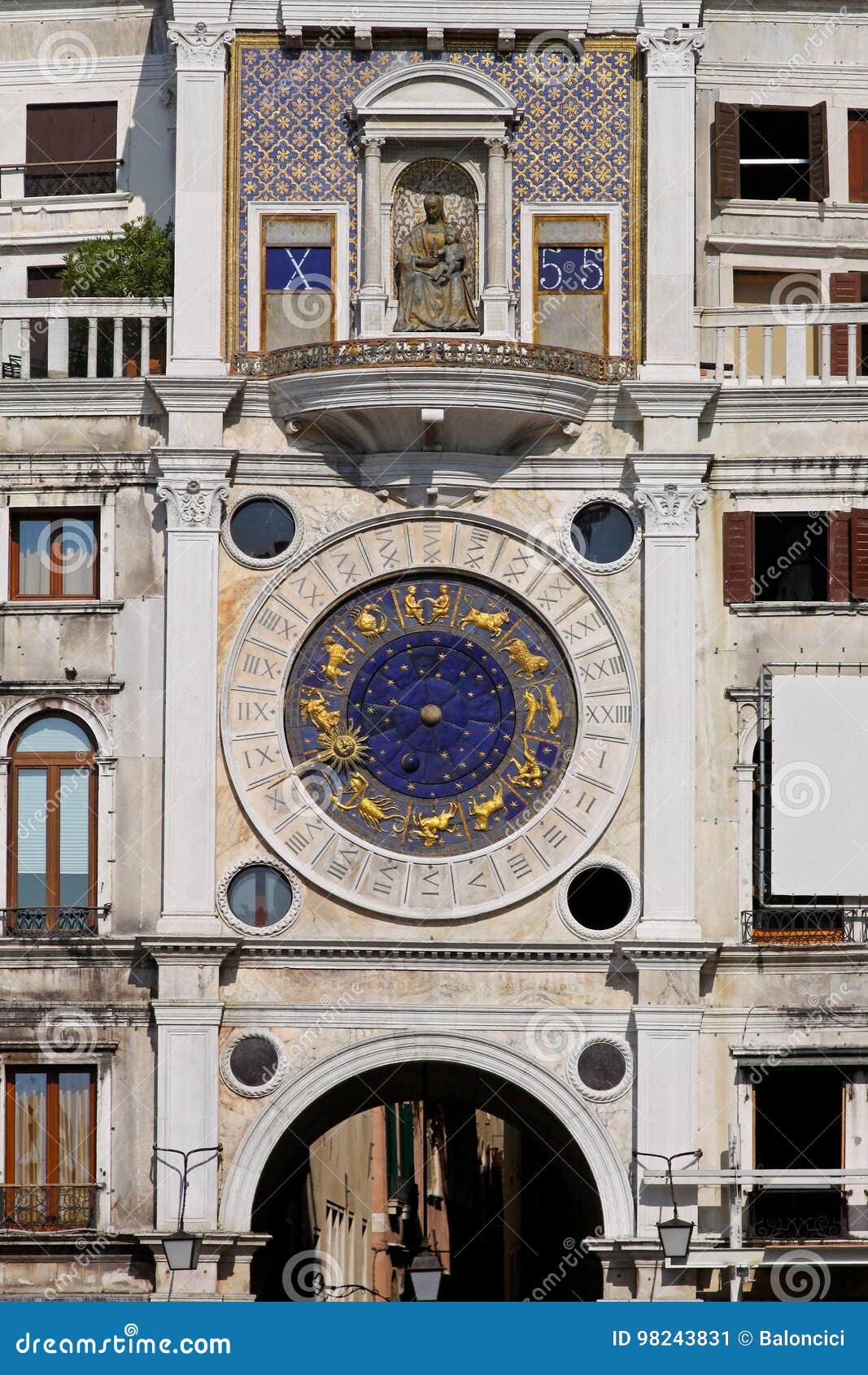 St. Marco clocktower stock image. Image of medieval, blue - 98243831