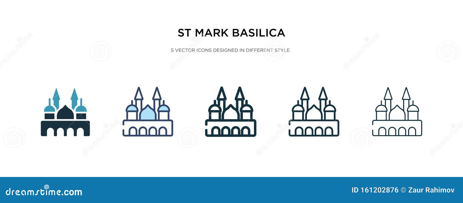 St Mark Basilica Icon in Different Style Vector Illustration. Two ...