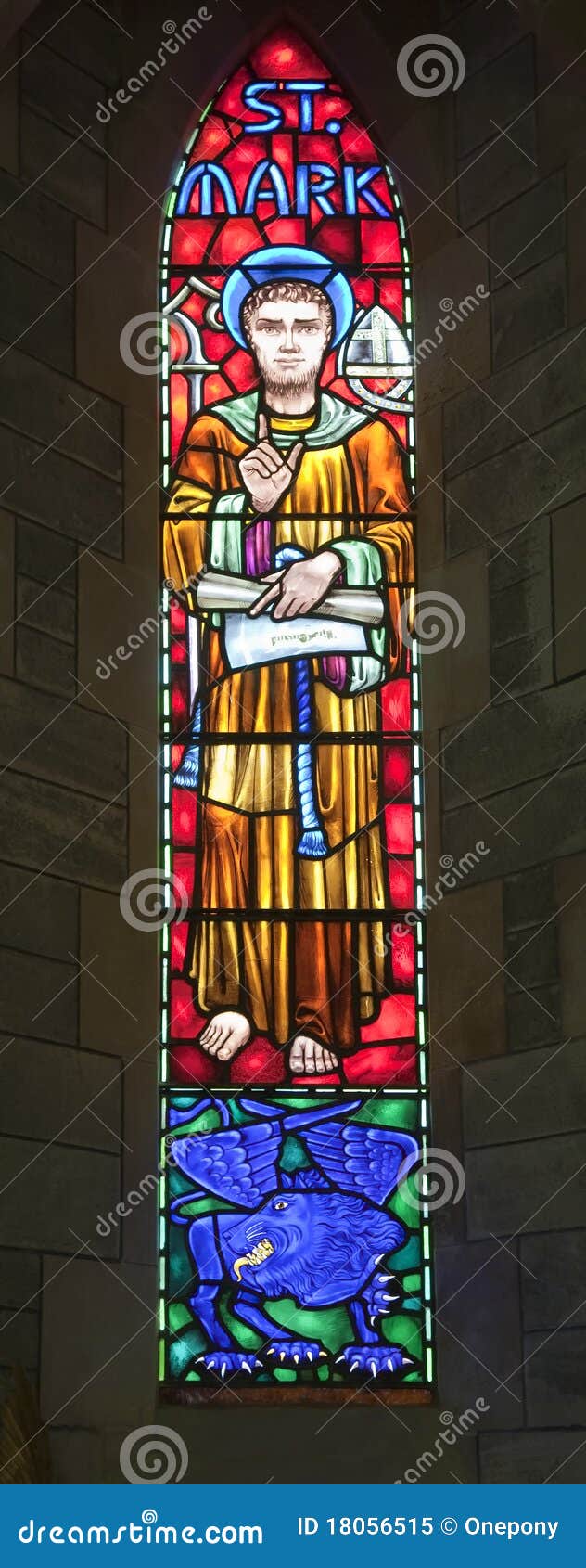 St. Mark Stained Glass stock image. Image of symbol, evangelical - 18056515