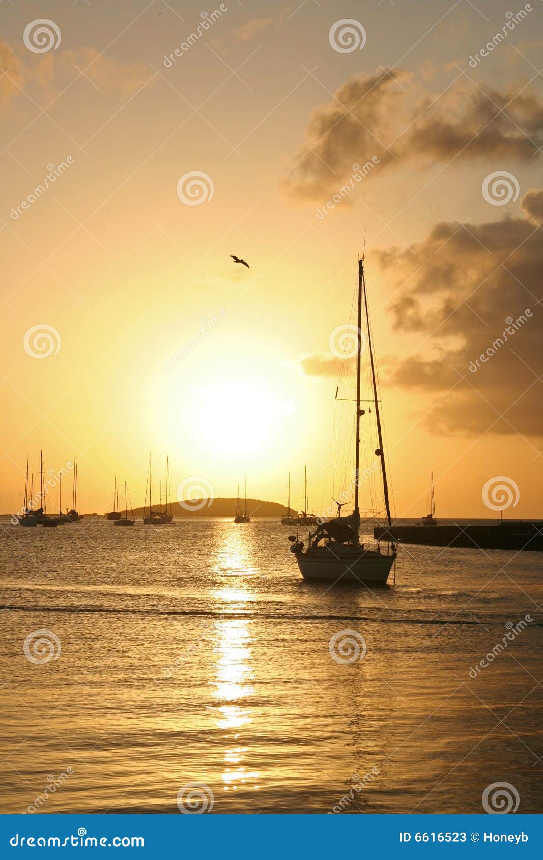 St. Martin Sunset stock image. Image of peaceful, sailboats - 6616523