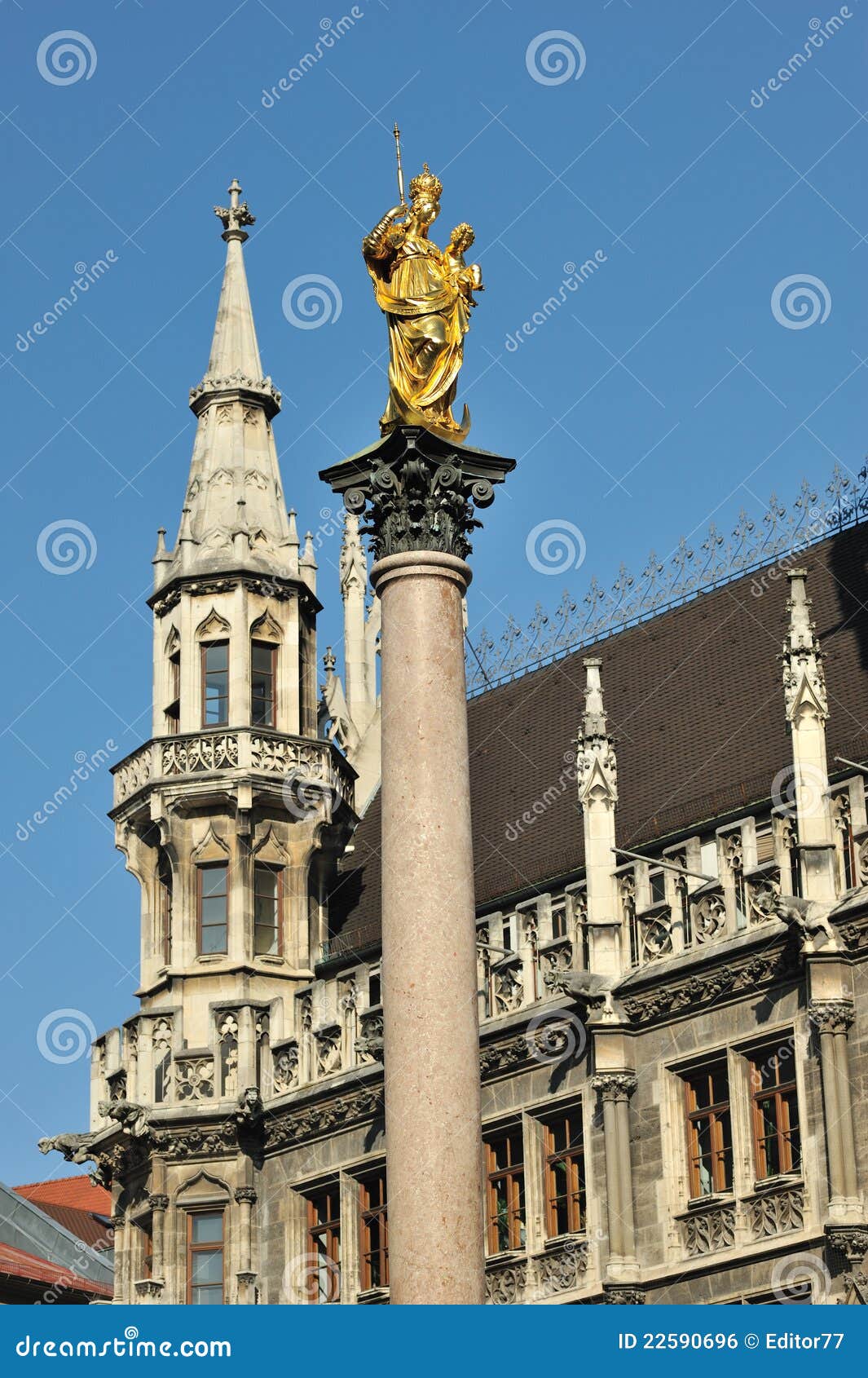 St. Mary Column in Marienplatz in Munich Stock Photo - Image of munich ...