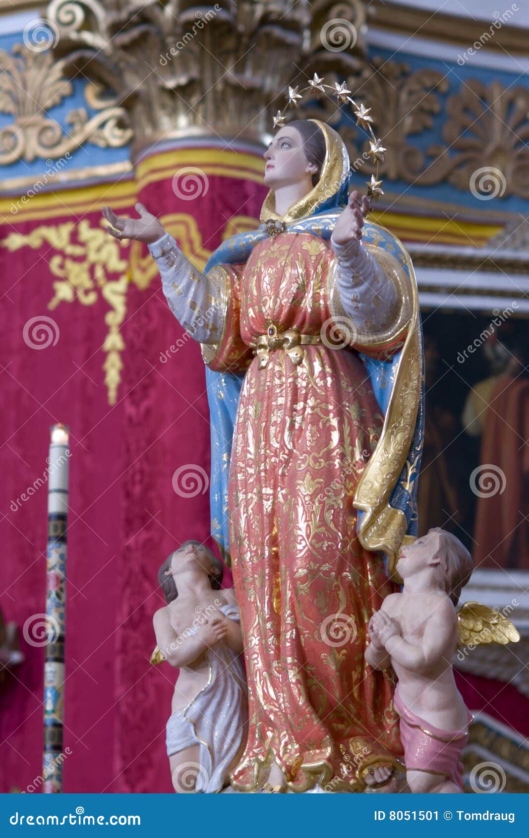 St. Mary Statue in Maltese Church Stock Image - Image of europe, travel ...