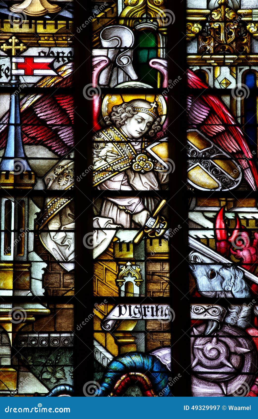 St. Michael (angel) Fighting Evil (stained Glass) Stock Image - Image ...