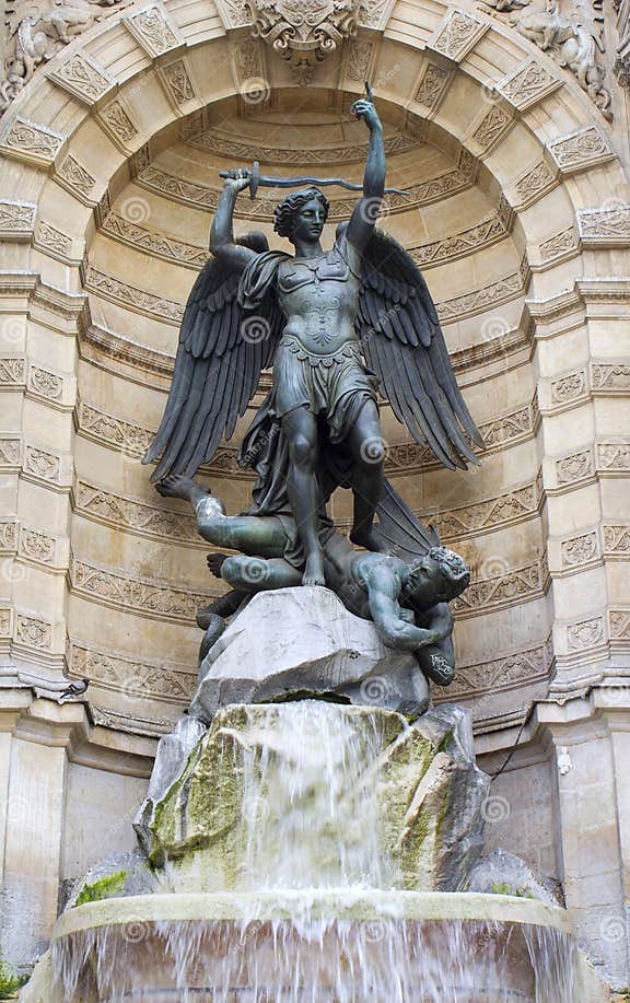 St. Michael Fountain in Paris Stock Photo - Image of tradition ...