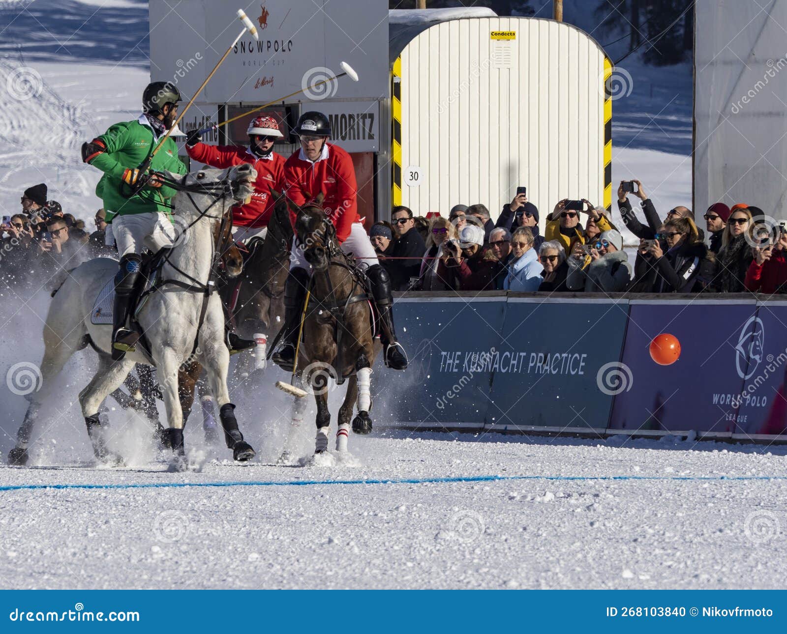 St. Moritz - January 29, 2023: Game Actions at the Snow Polo World Cup ...