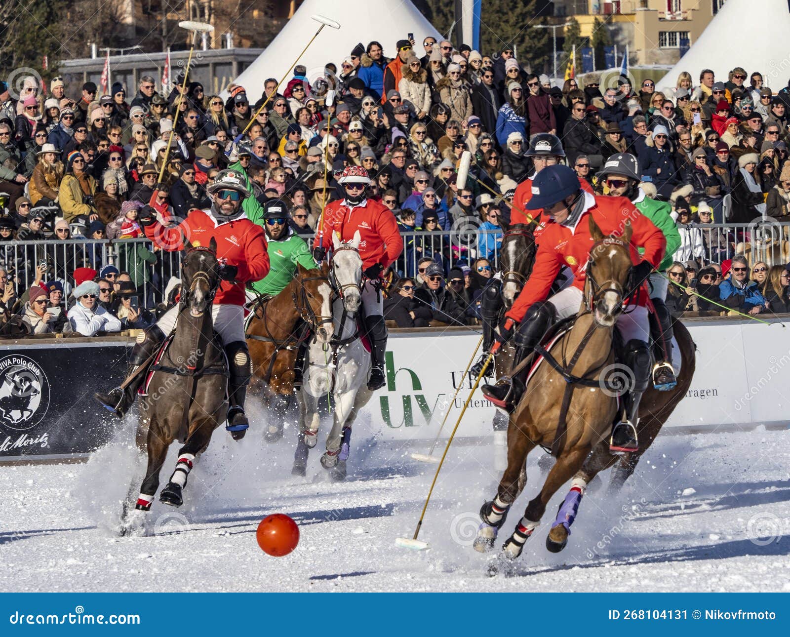 St. Moritz - January 29, 2023: Game Actions at the Snow Polo World Cup ...