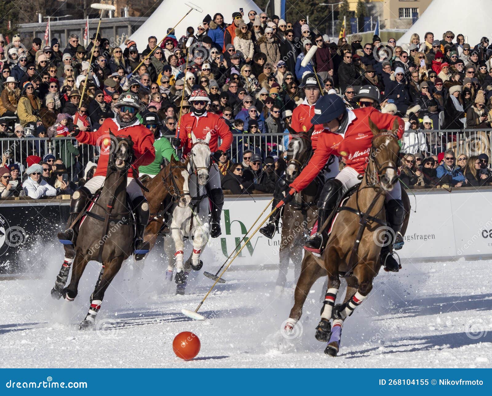 St. Moritz - January 29, 2023: Game Actions at the Snow Polo World Cup ...