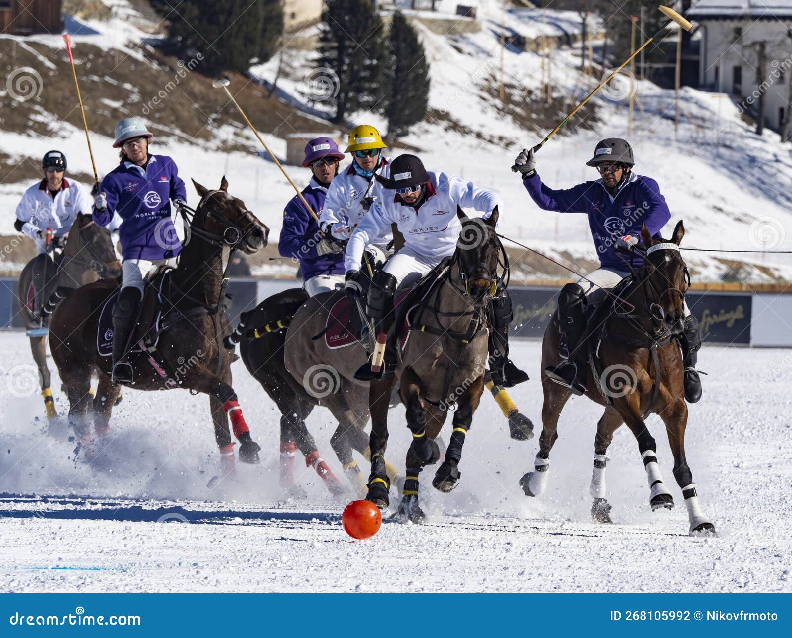 St. Moritz - January 29, 2023: Game Actions at the Snow Polo World Cup ...