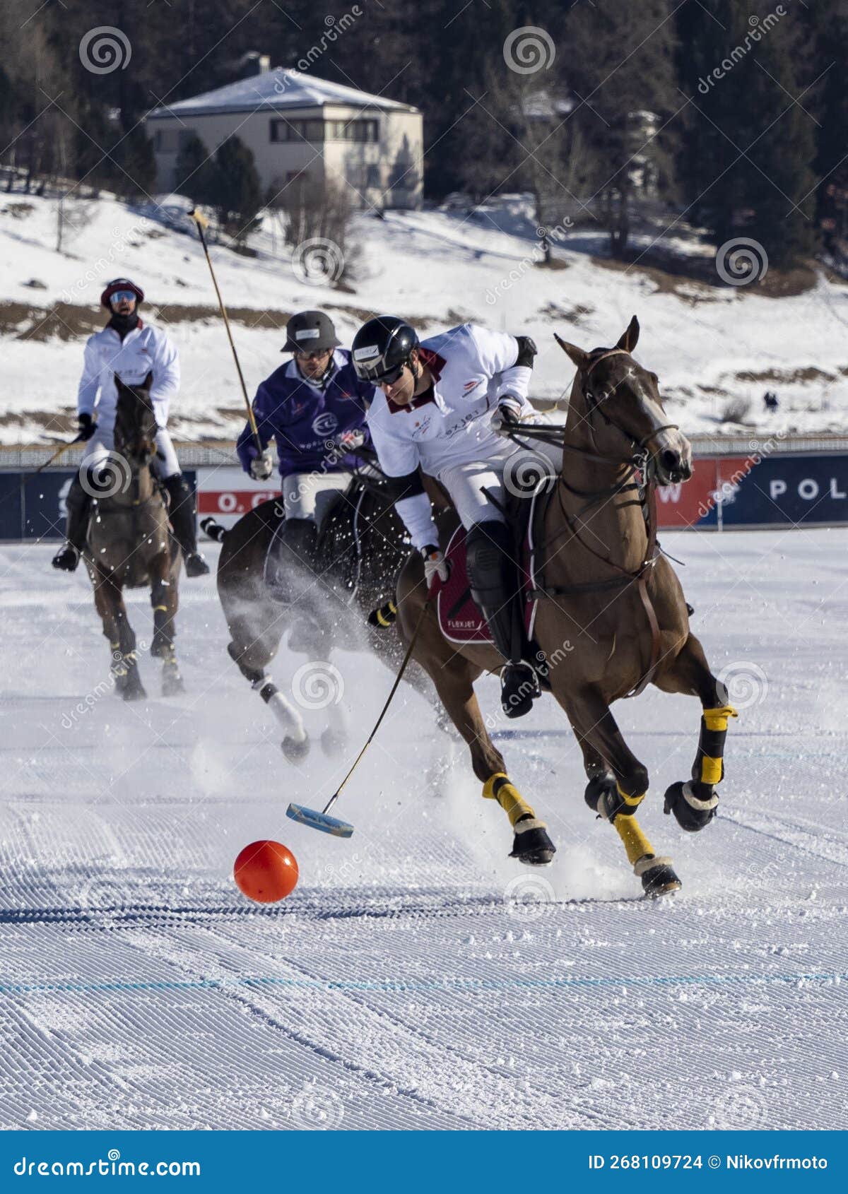 St. Moritz - January 29, 2023: Game Actions at the Snow Polo World Cup ...