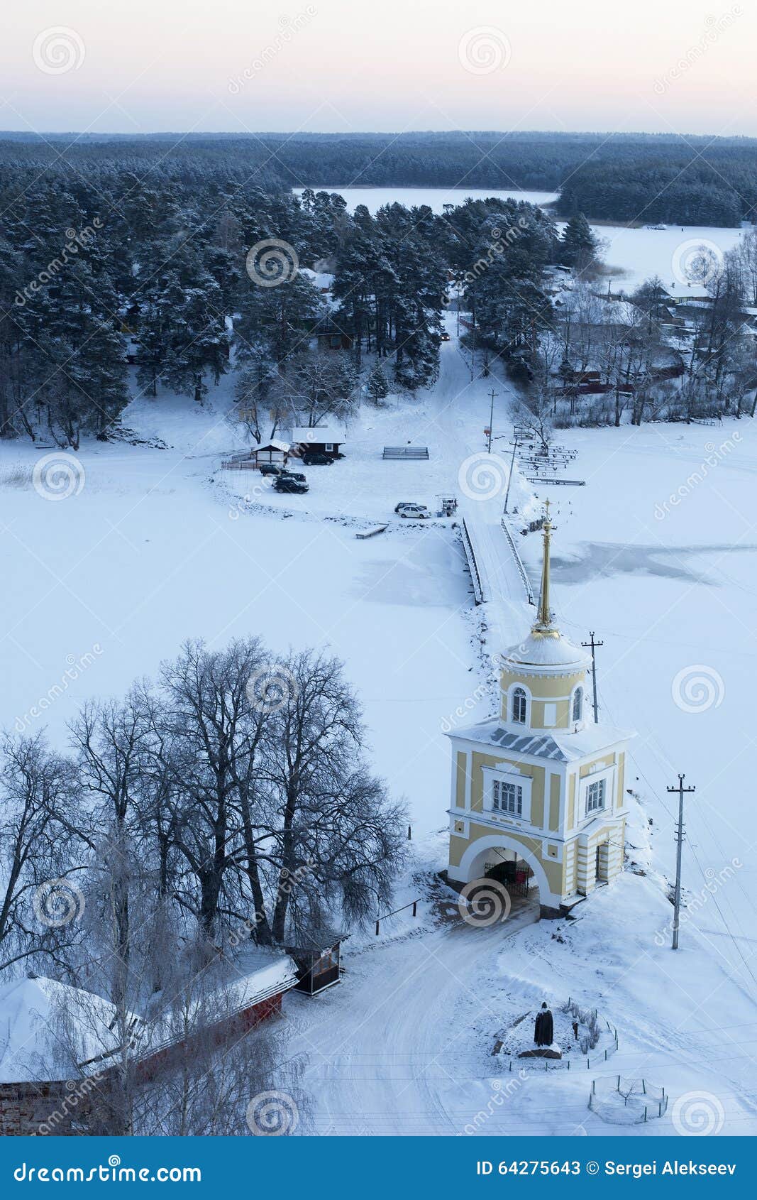 St. Nilus Monastery at Seliger Lake, Winter Time Stock Image - Image of ...