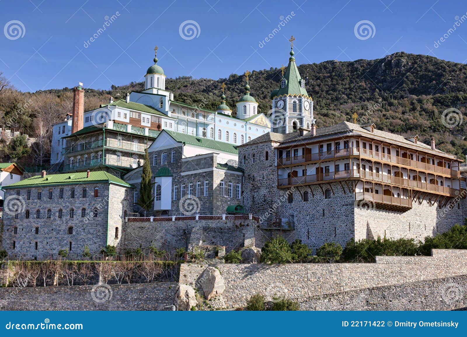 St Pantaleon Monastery at Mt Athos Stock Photo - Image of alone ...