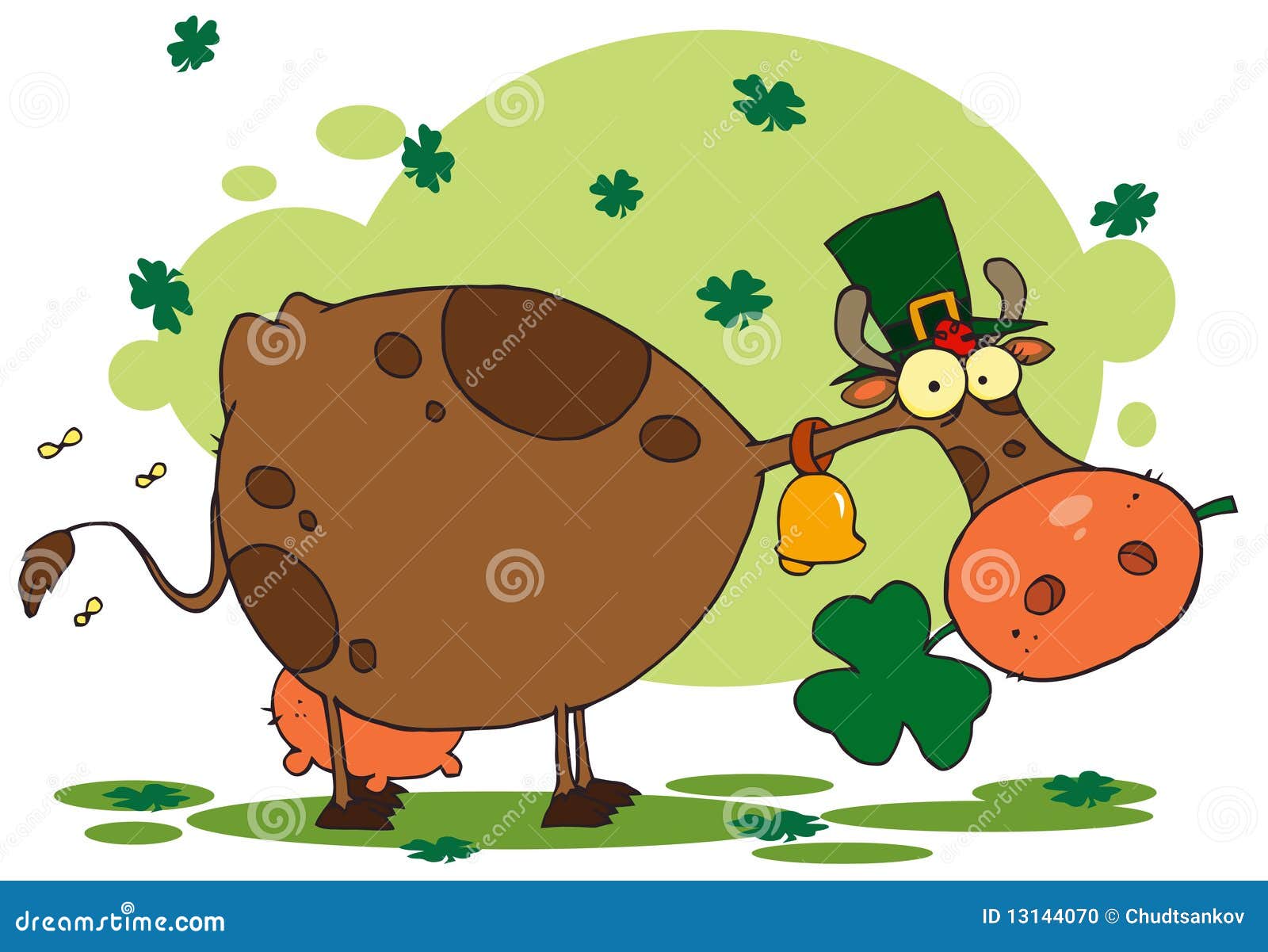 St. Patrick Day Cow with Shamrocks in Mouth Stock Vector - Illustration ...