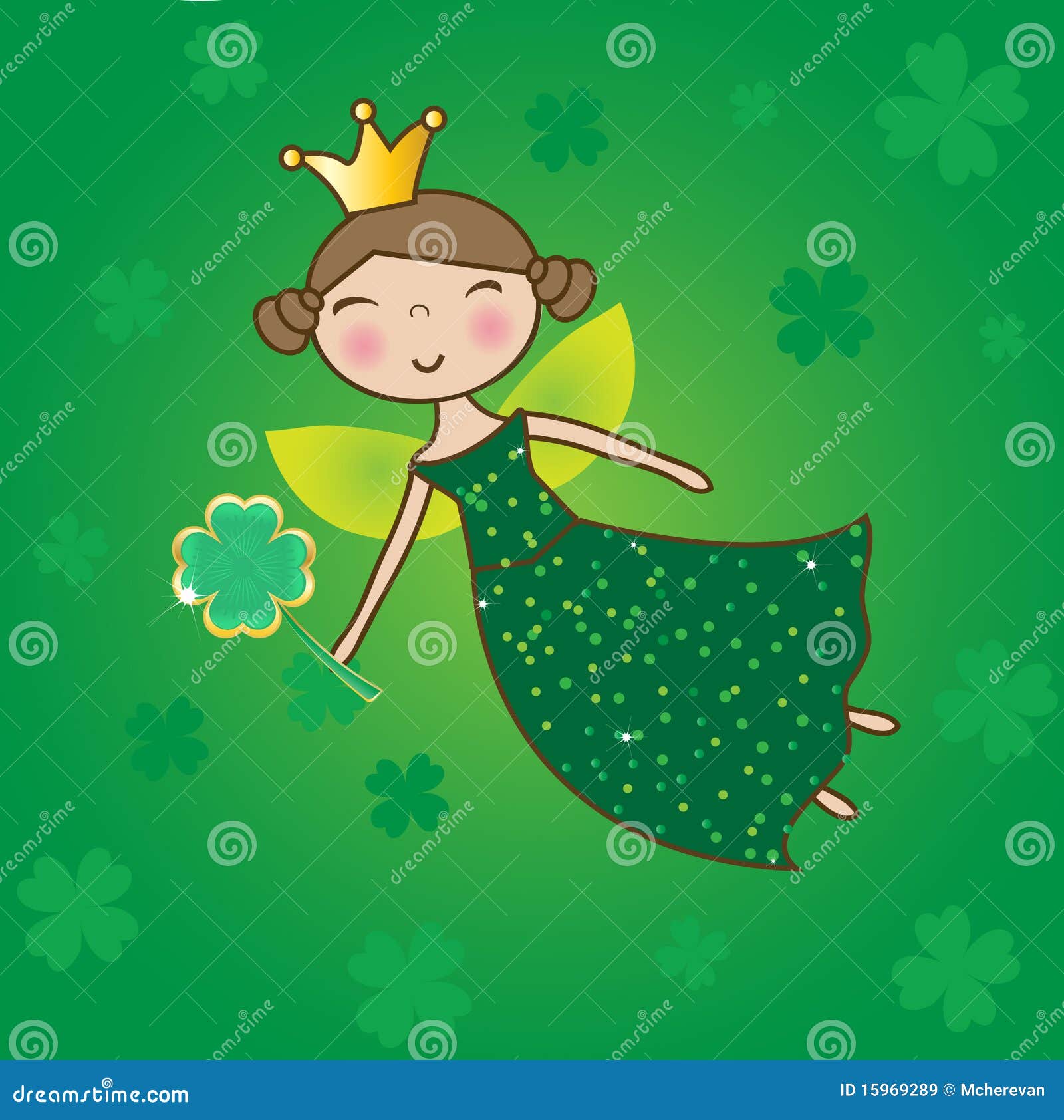 St. Patrick Fairy with Clover Magic . Stock Illustration - Illustration ...