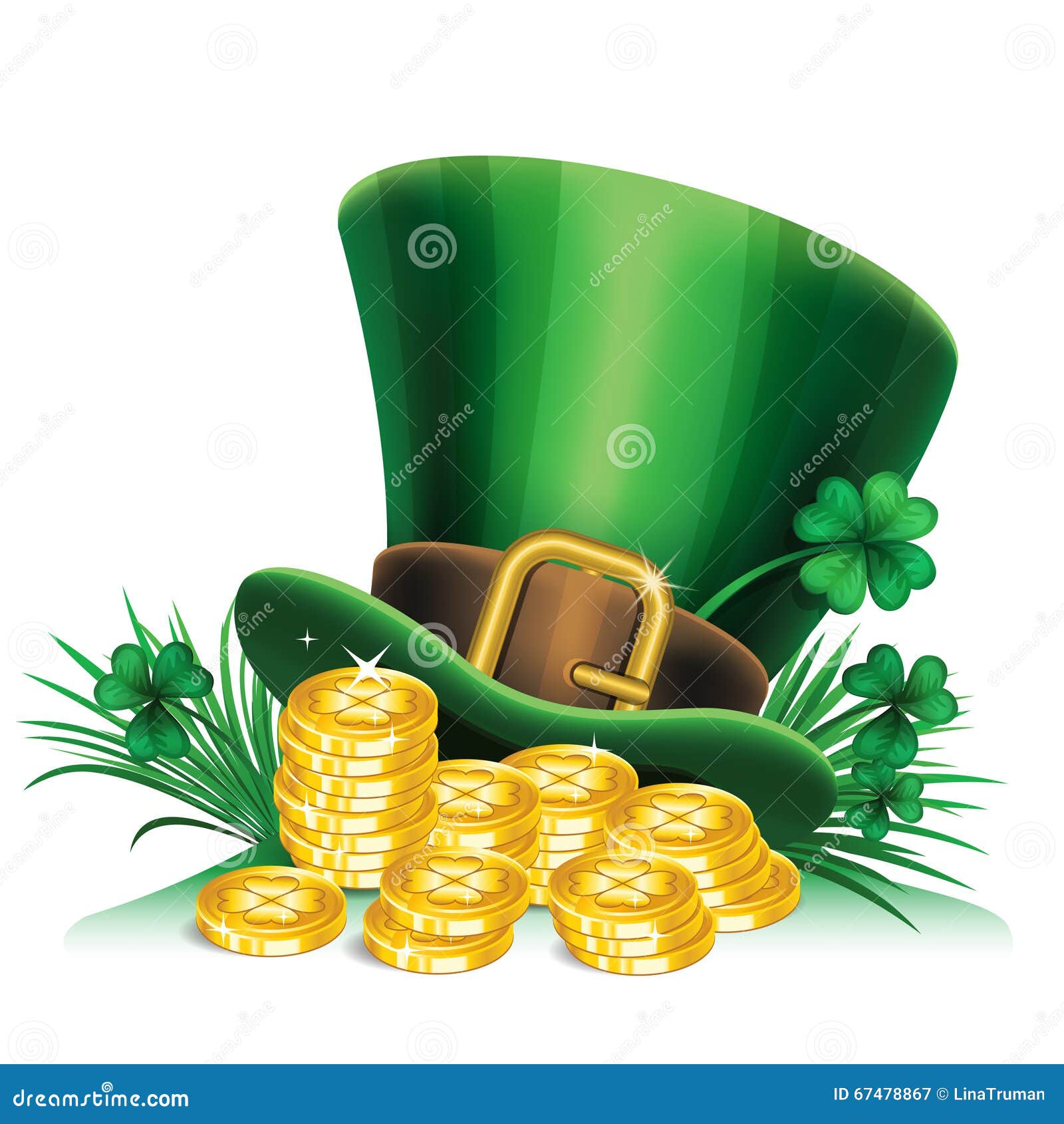 St Patrick Hoed Van De Dag De Groene Kabouter Met Klaver En Goud Vector ...