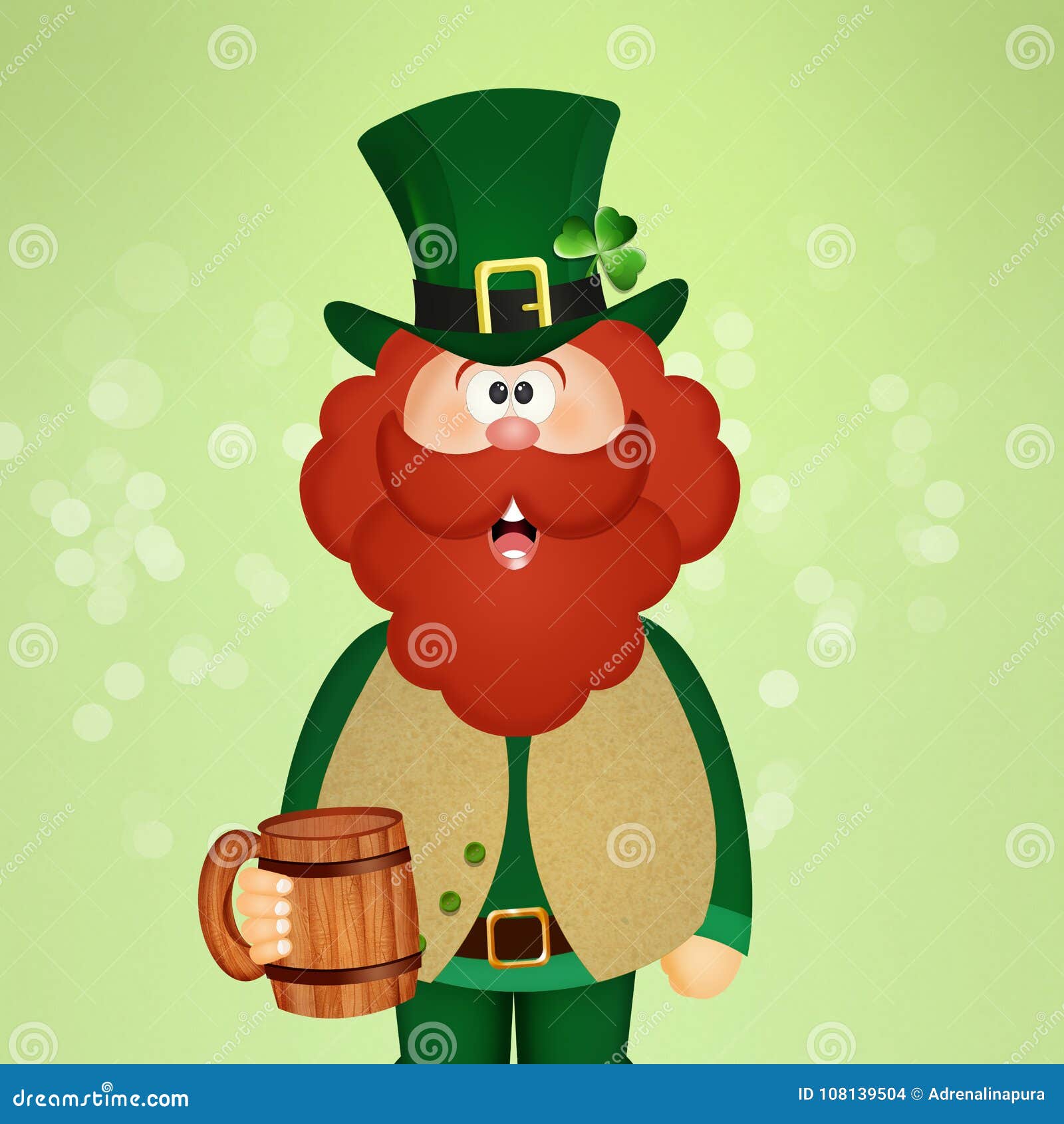 St Patrick Mit Bart Und Bier Stock Abbildung - Illustration von ...