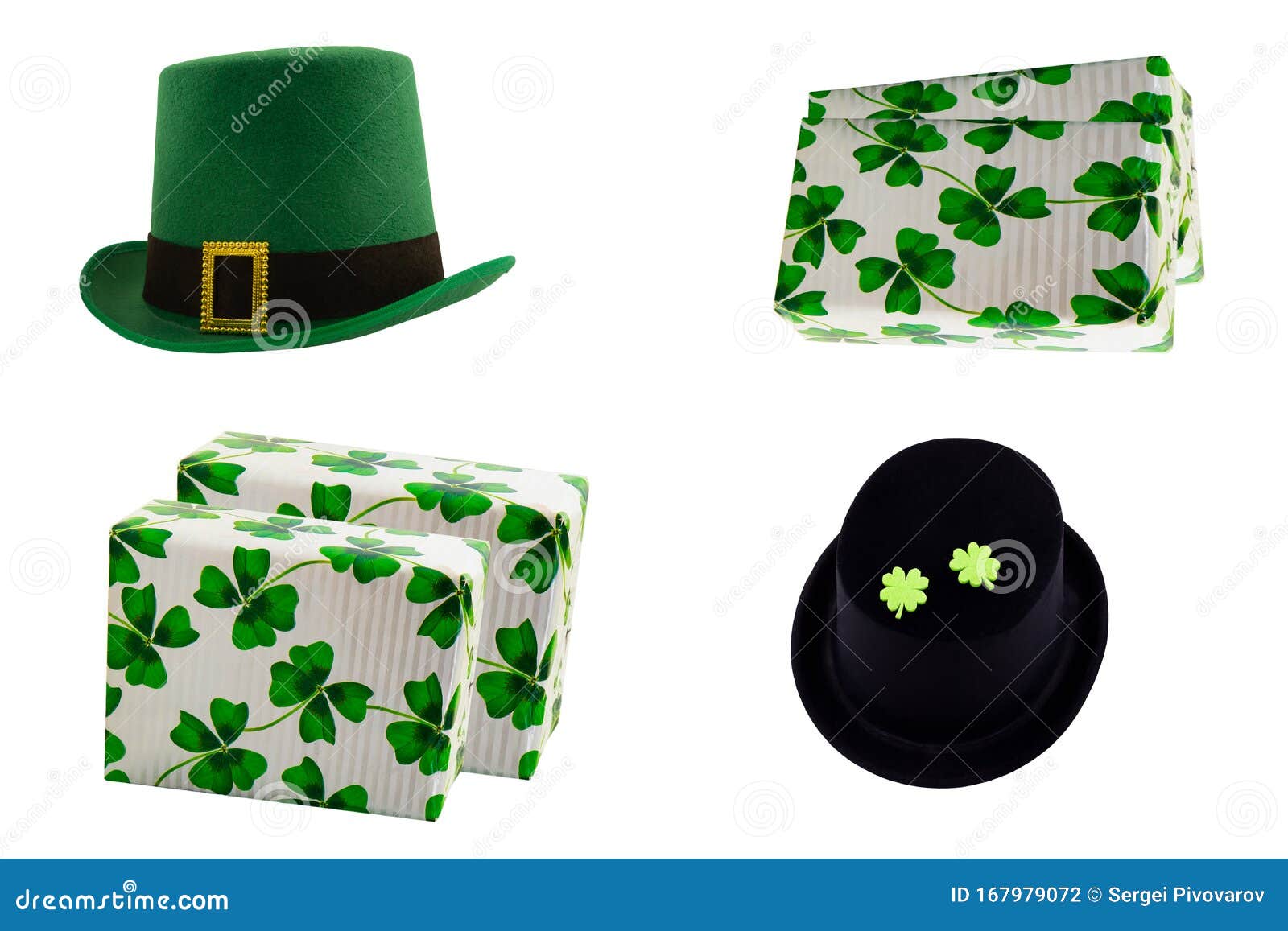 St. Patrick Pattern Festive Hat Green, Black Decorated with Clover ...