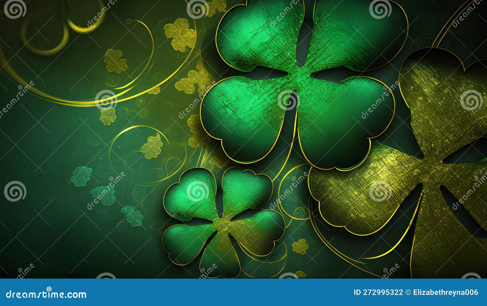 St Patrick S Day Abstract Green Background Decorated With Shamrock