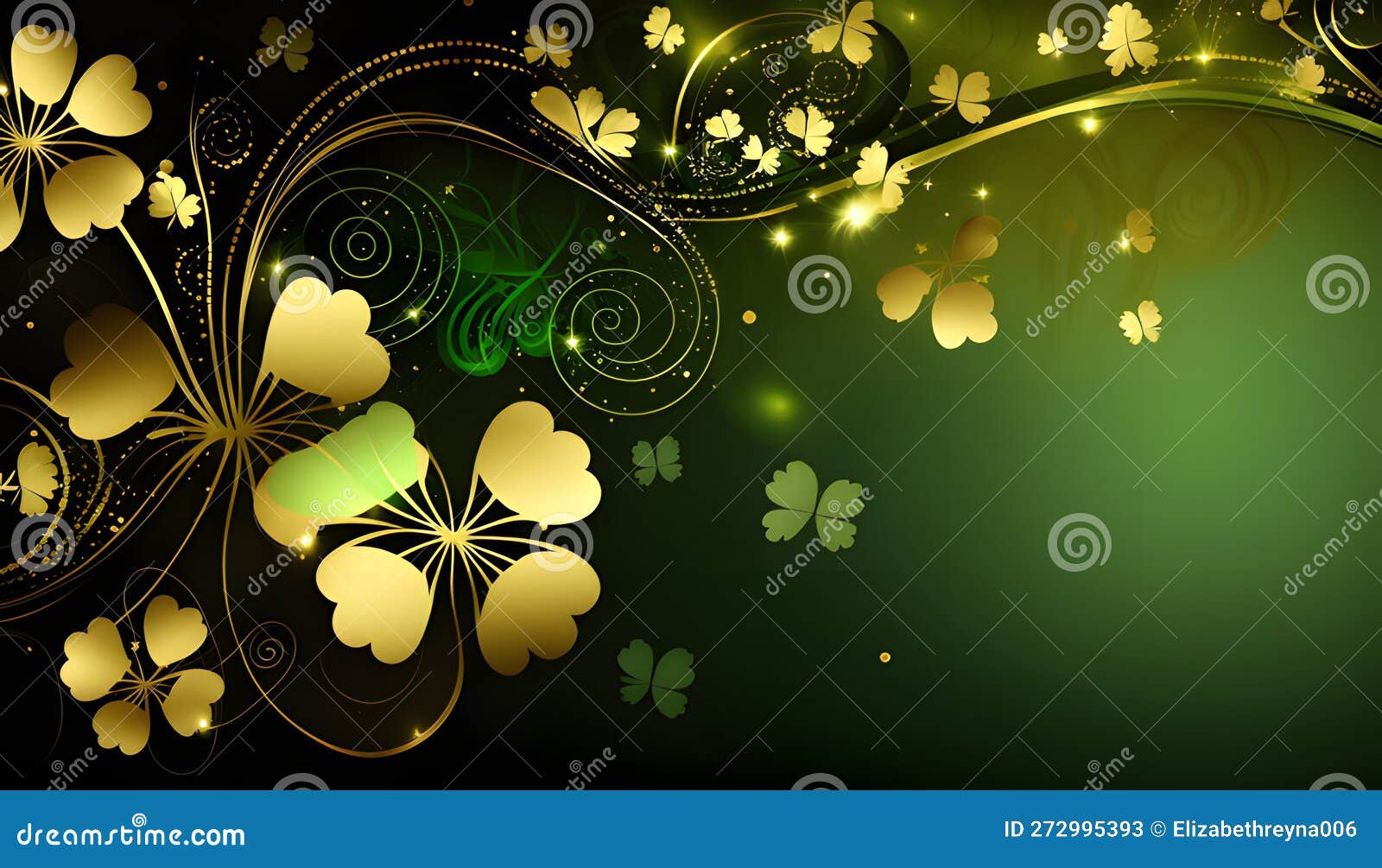 St Patrick S Day Abstract Green Background Decorated With Shamrock