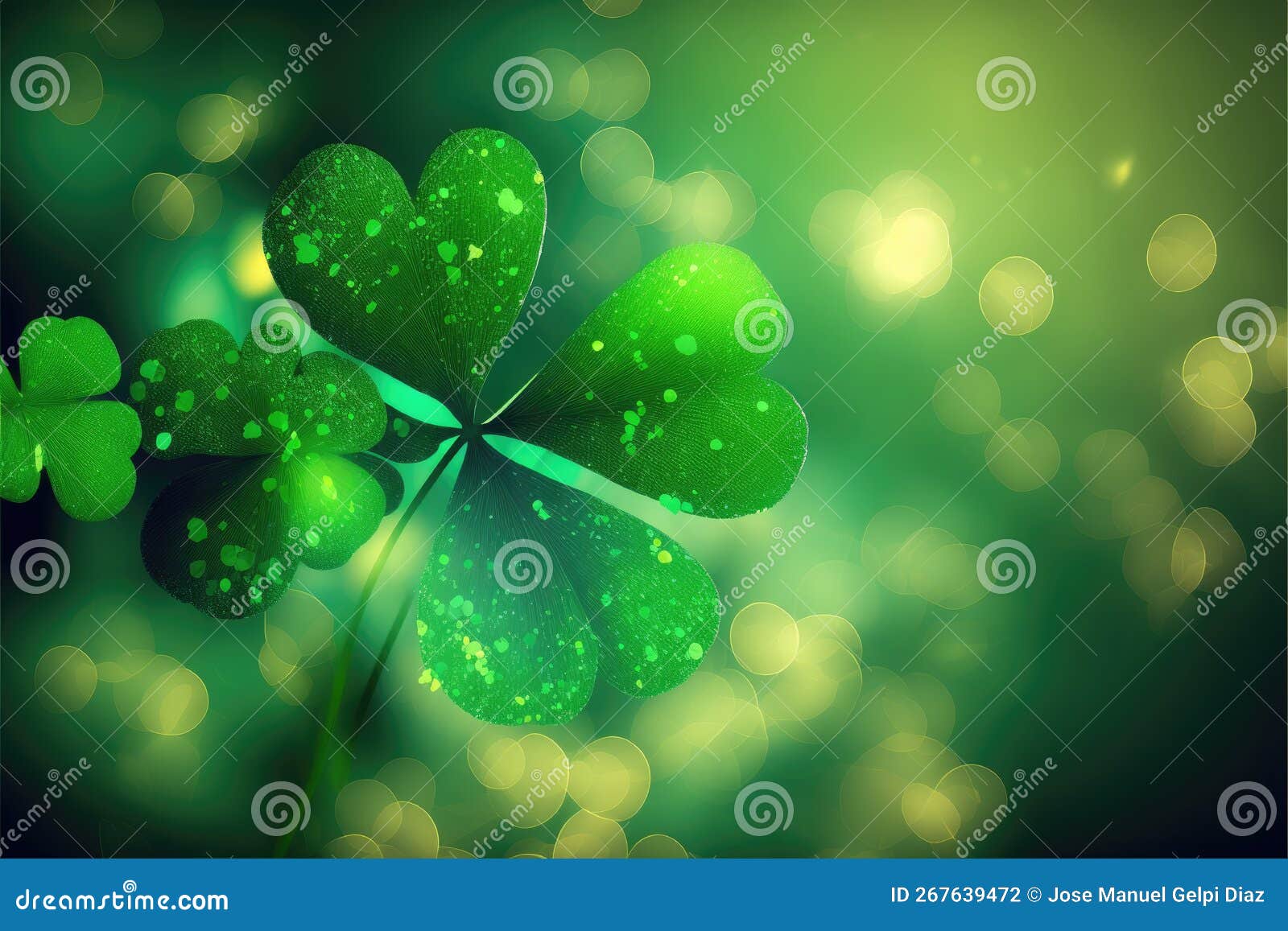St Patrick S Day Abstract Green Background Decorated With Shamrock
