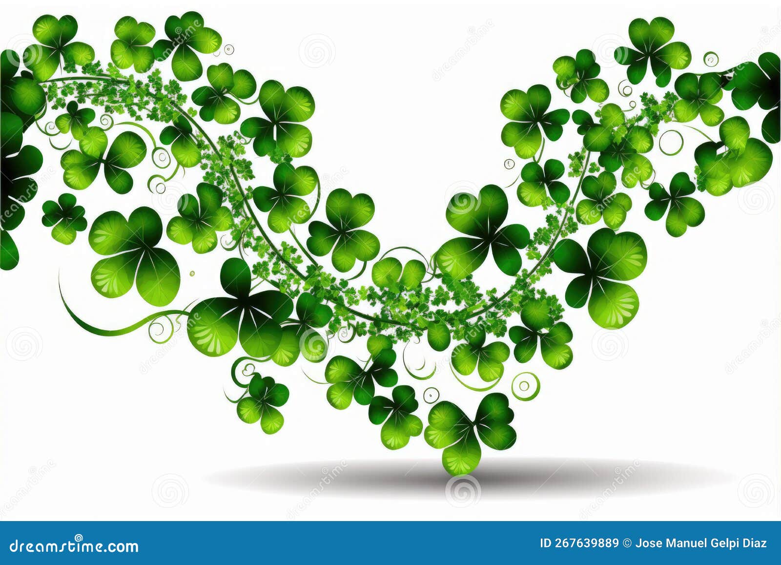 St Patrick S Day Abstract Green Background Decorated With Shamrock