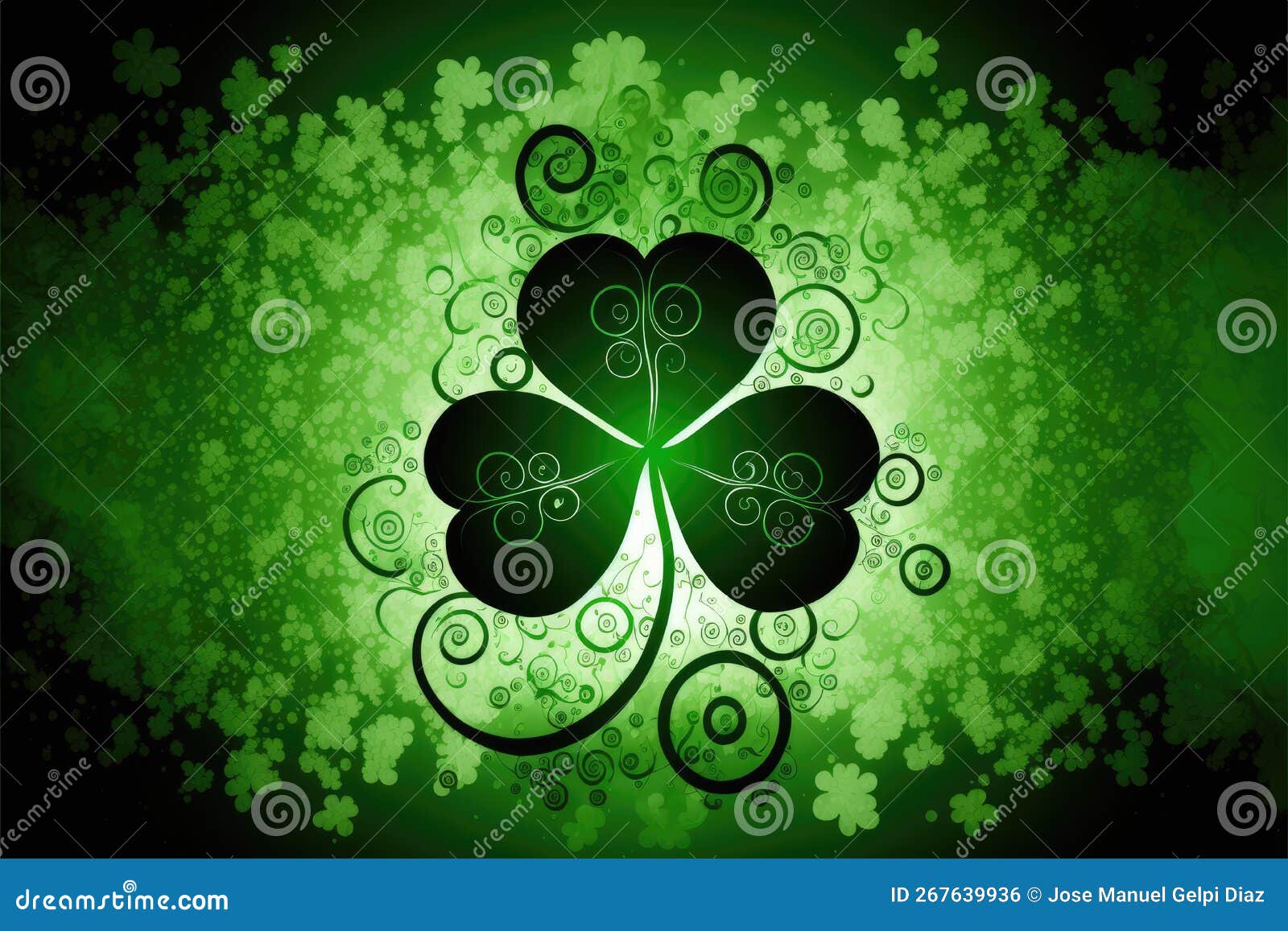 St Patrick S Day Abstract Green Background Decorated With Shamrock
