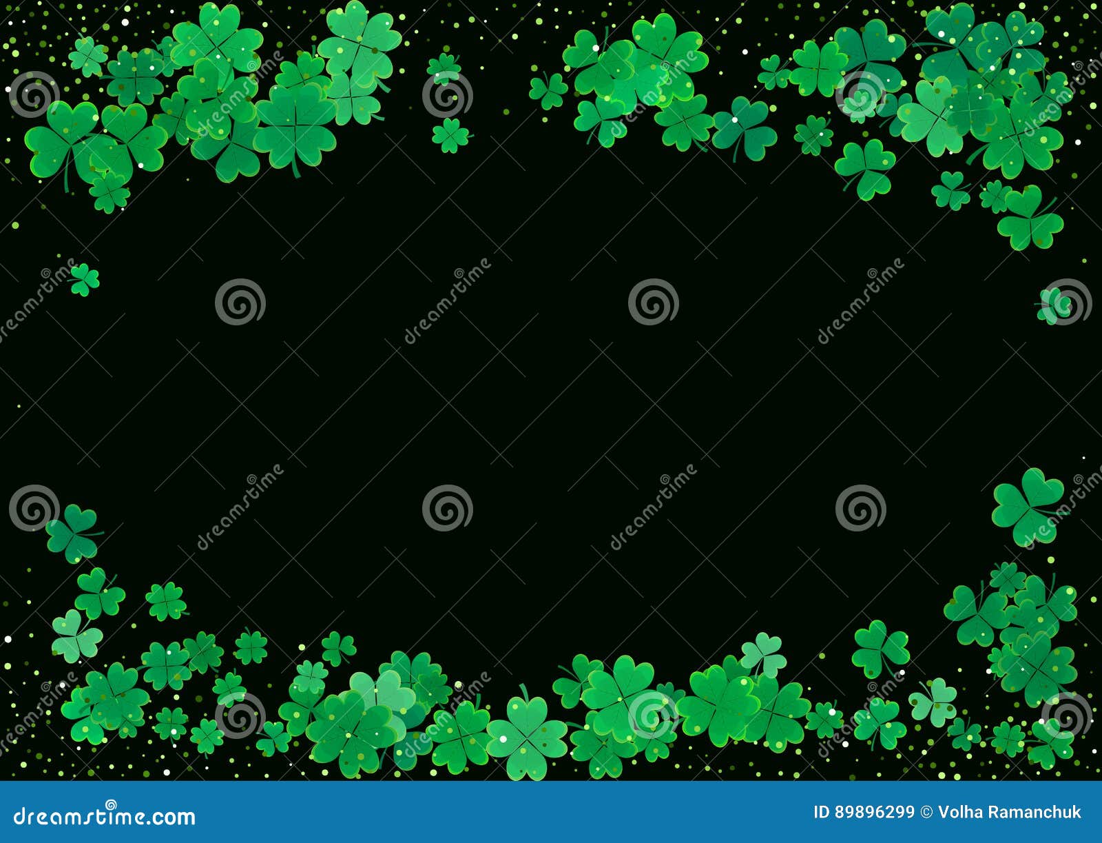 St Patrick S Day Background Template With Falling Clover Leaves Stock