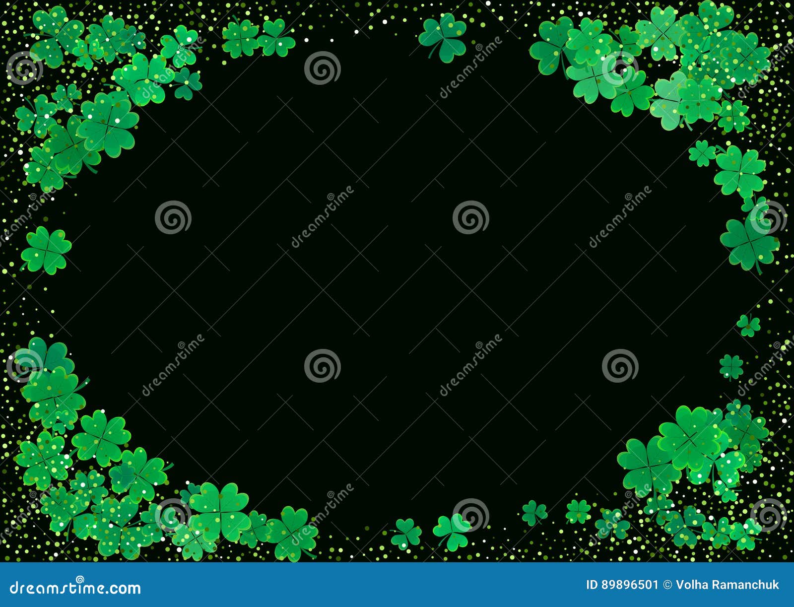St Patrick S Day Background Template With Falling Clover Leaves Stock