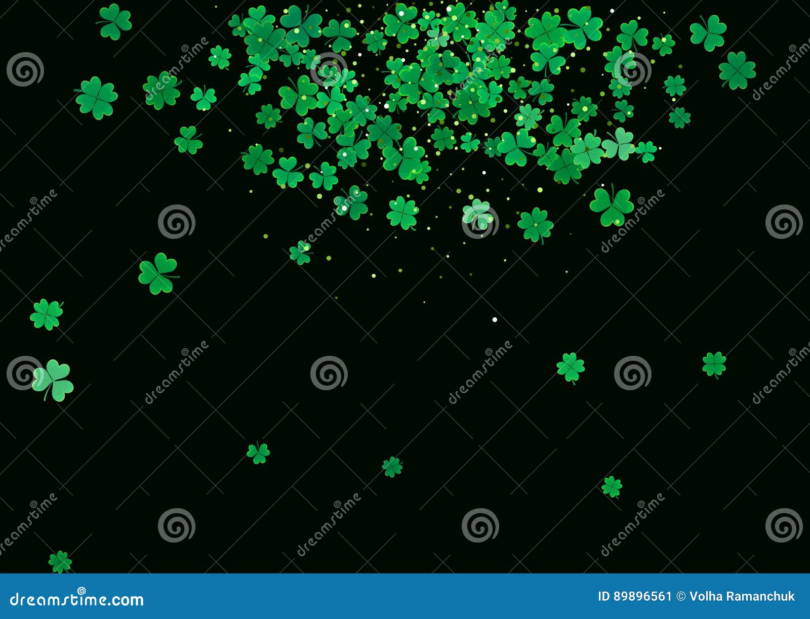 St Patrick S Day Background Template With Falling Clover Leaves Stock
