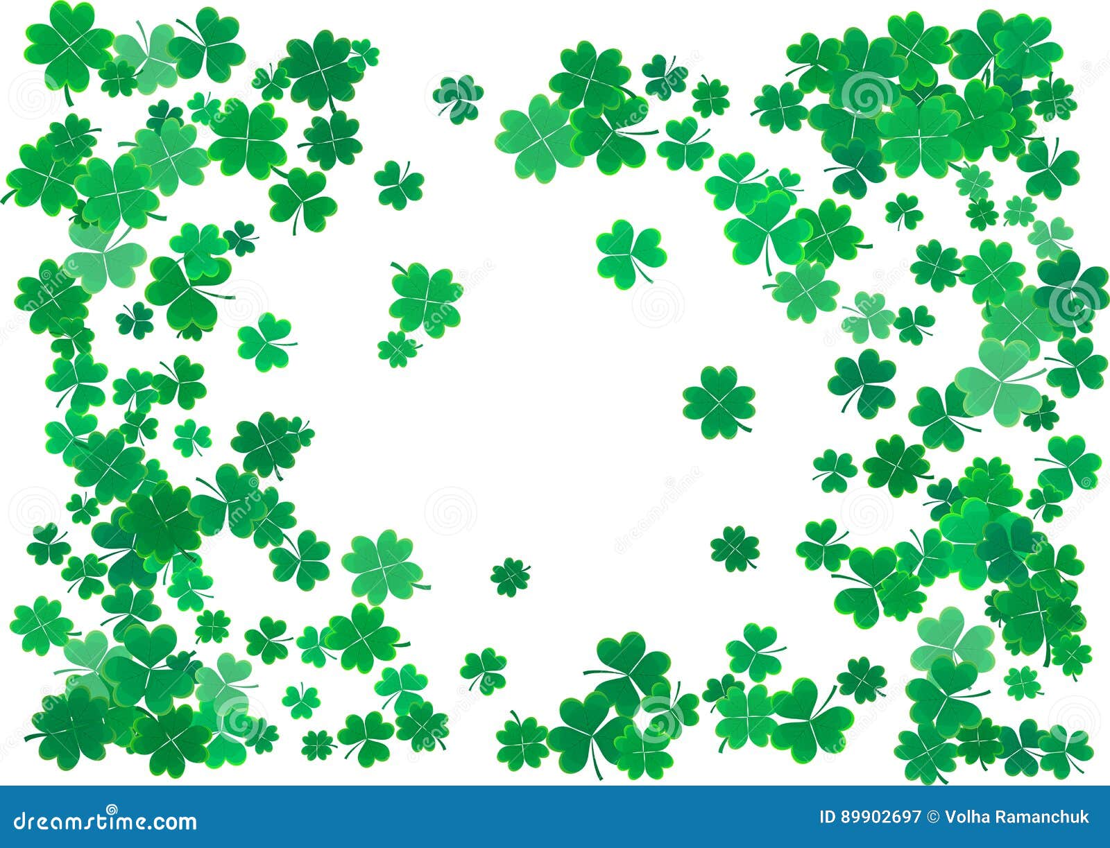 St. Patrick S Day Background Template with Falling Clover Leaves Stock ...