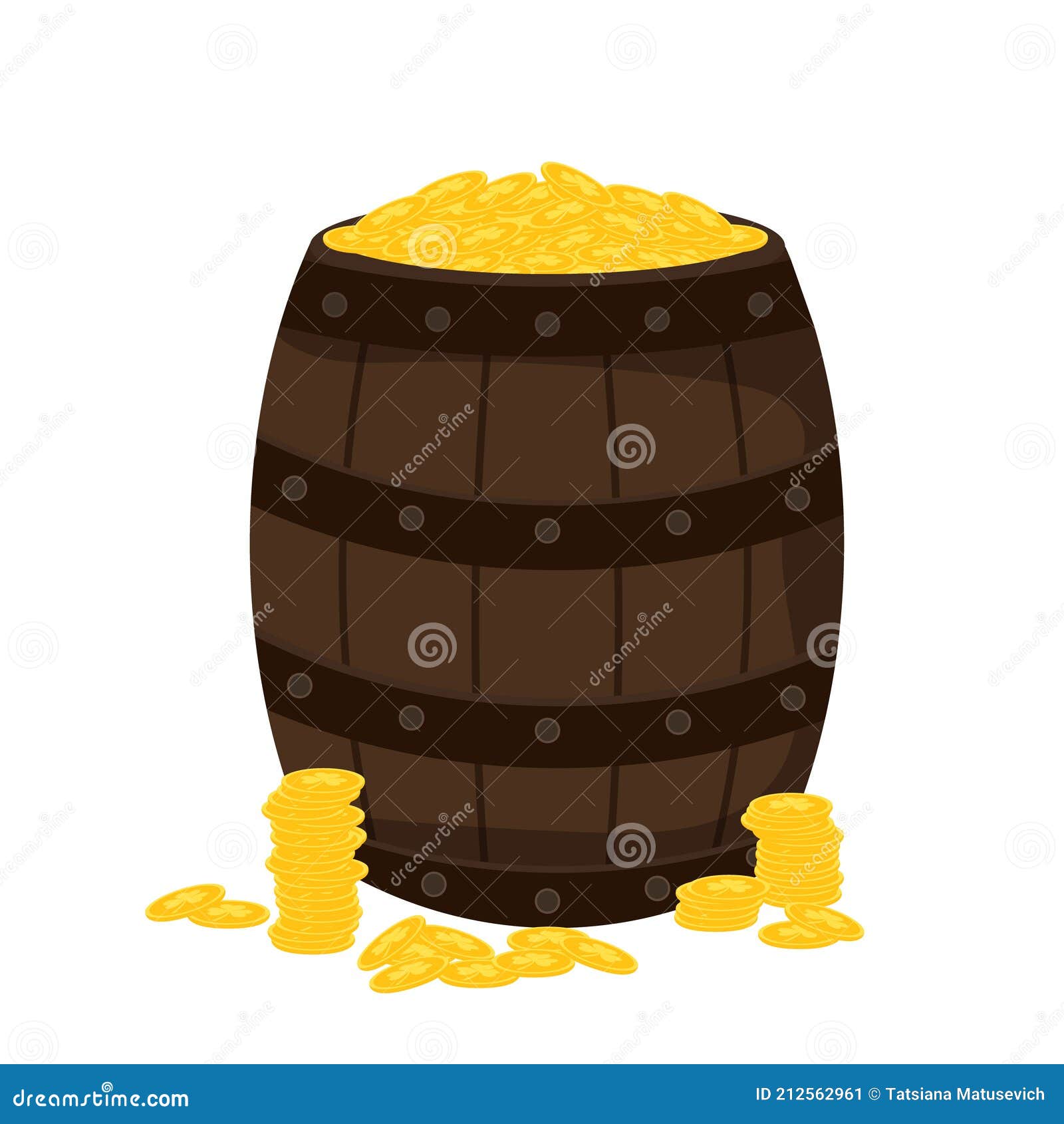 St. Patrick`s Day, a Barrel of Gold, Isolated Vector Illustration on a ...
