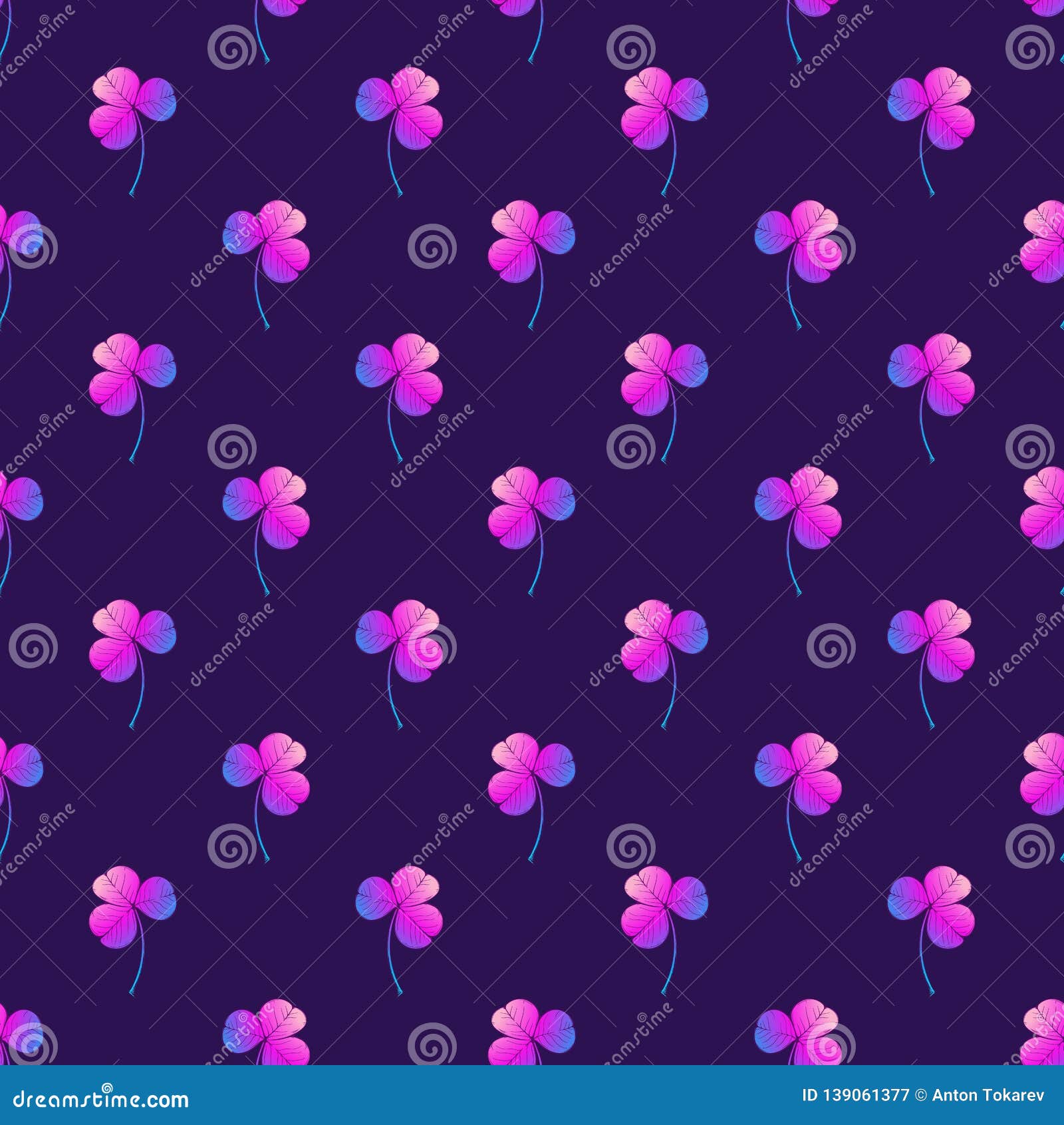 St. Patrick`s Day Even Clover Pattern on Deep Purple Stock Vector ...