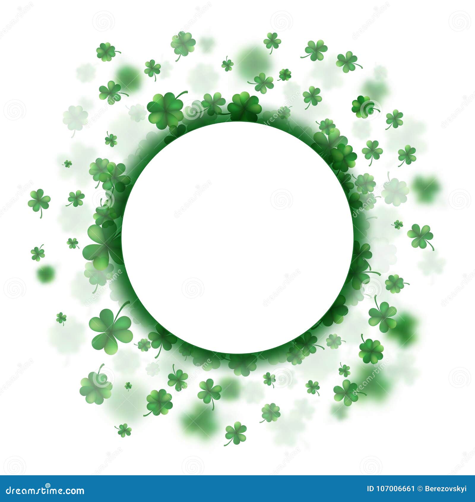 Lucky Spring Design with Shamrock. Clover Round Border. EPS 10 Vector ...