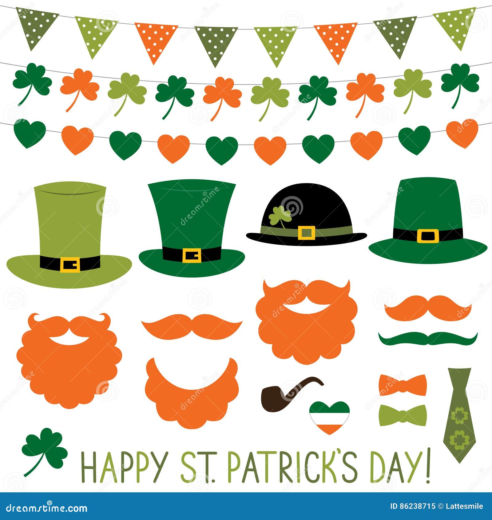 St. Patrick`s Day Hats and Decoration Set Stock Vector - Illustration ...