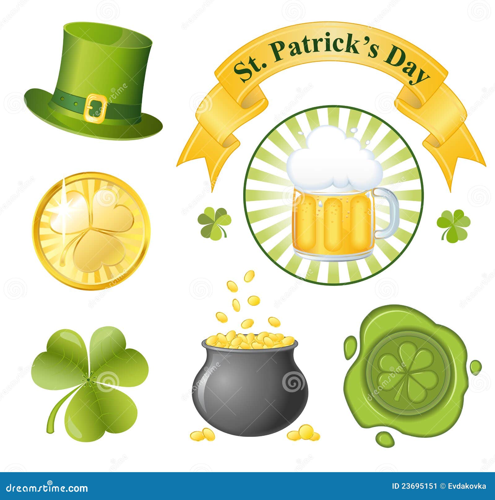 St. Patrick s Day icon set stock vector. Illustration of element - 23695151