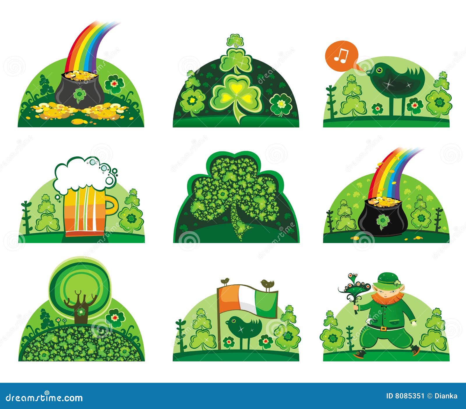 St. Patrick s Day icon set stock vector. Illustration of branch - 8085351