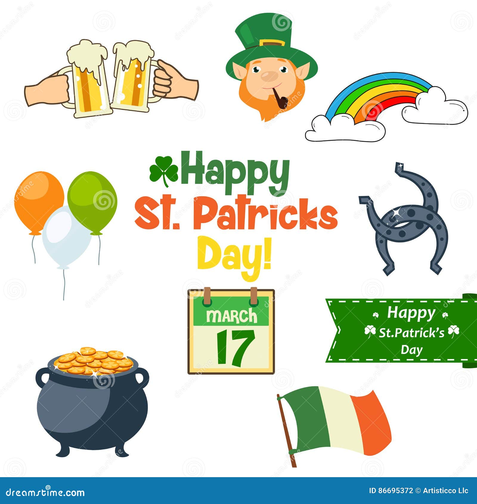St Patrick`s Day Icons stock vector. Illustration of green - 86695372