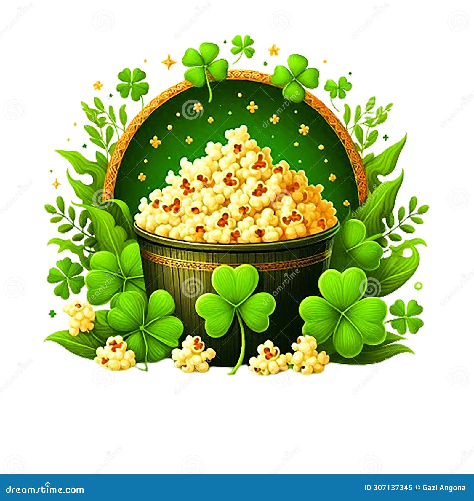 St. Patrick S Day Lucky Popcorn Clipart. Generative Ai Stock ...