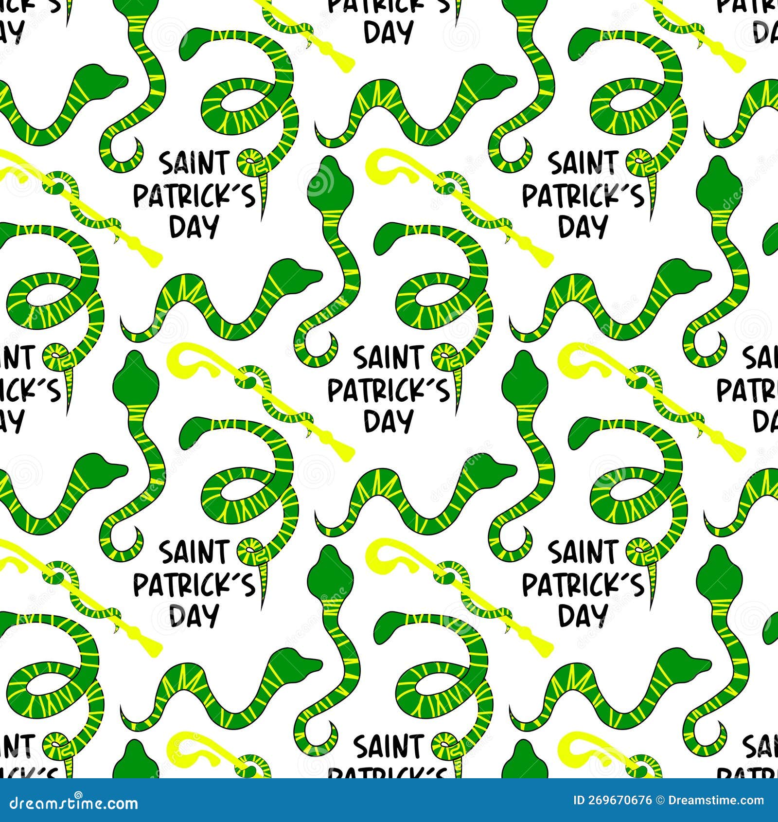 St. Patrick S Day Pattern. Snakes are a Symbol for Patrick S Day. Staff ...
