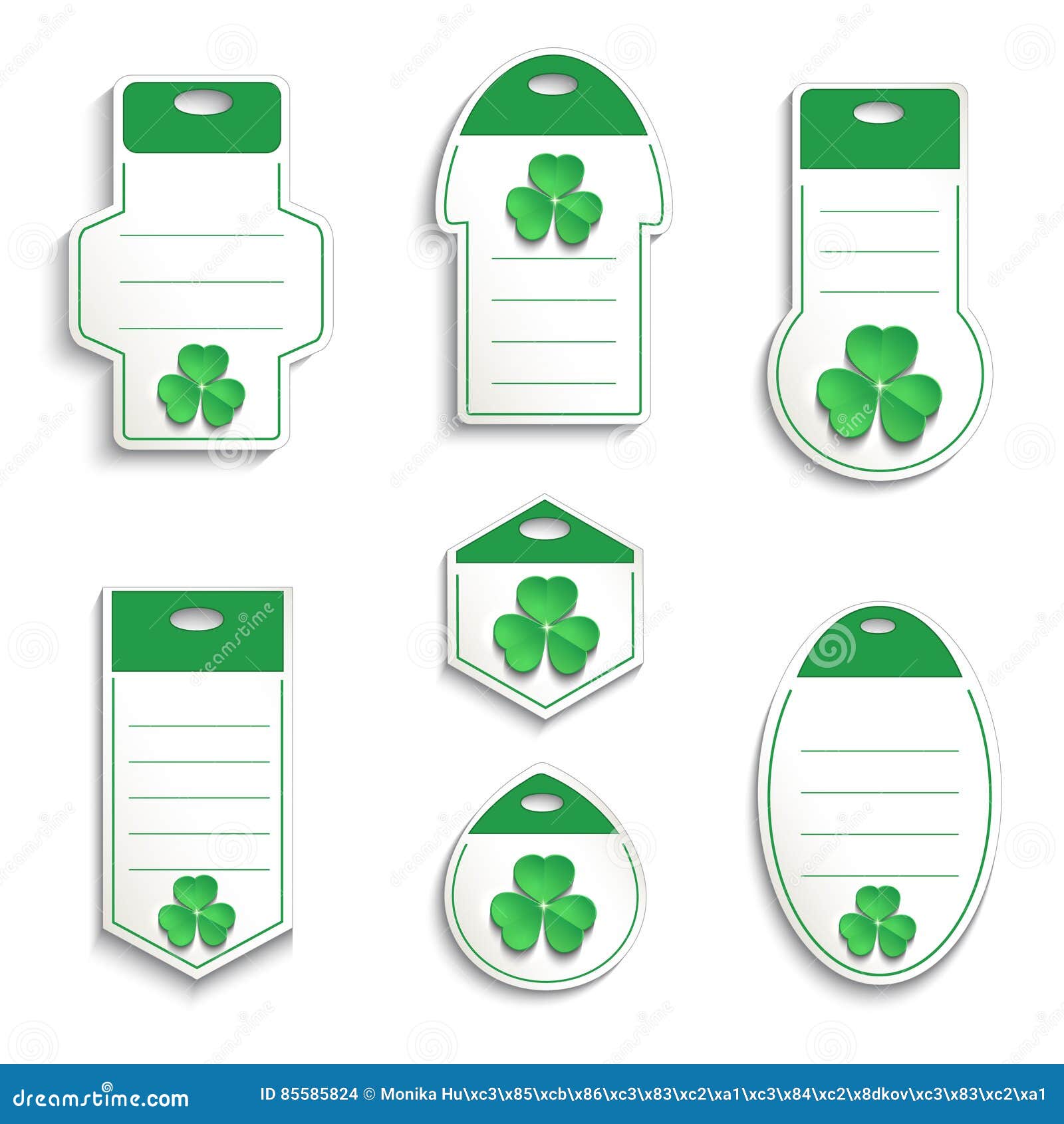 St.Patrick`s Day Shamrock Label Paper 3D White Green Stock Vector ...