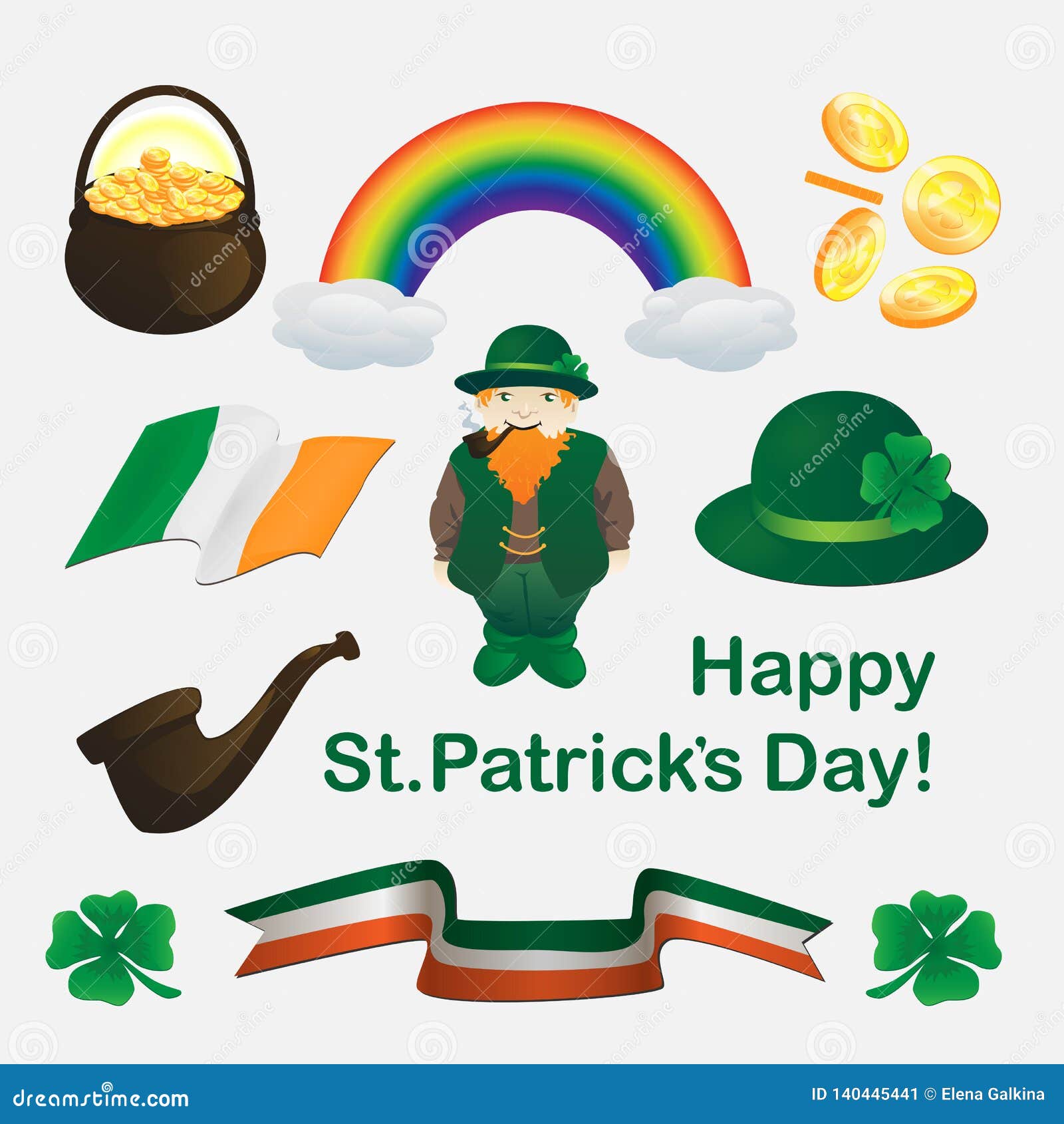 Patrick Vector Illustration Set Stock Vector - Illustration of celtic ...